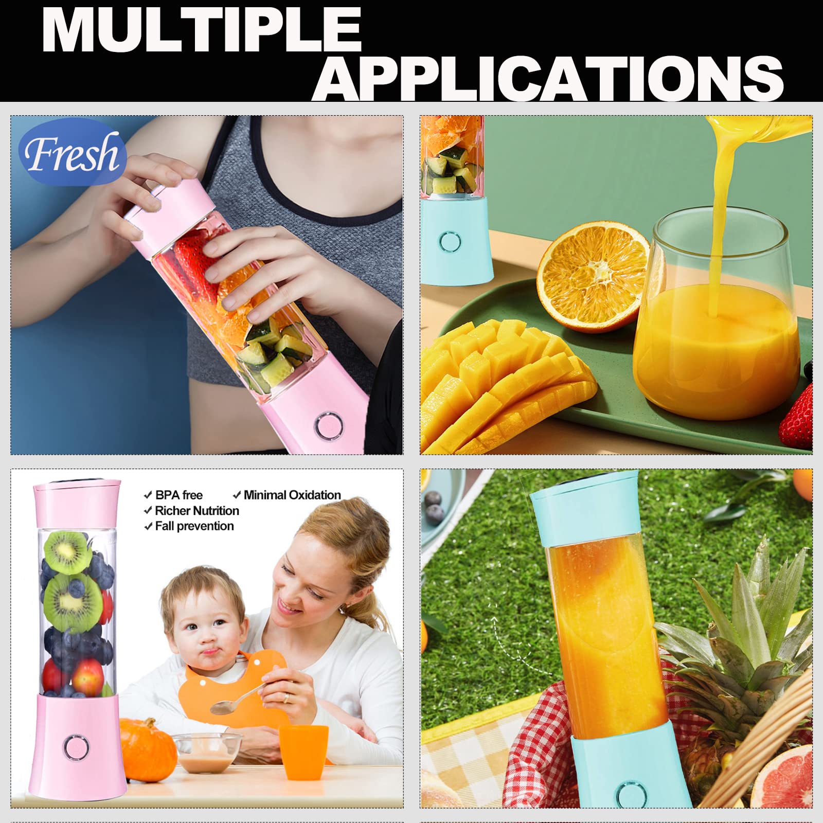 Portable Blender for Shakes and Smoothies,Travel to Go Blender with ...