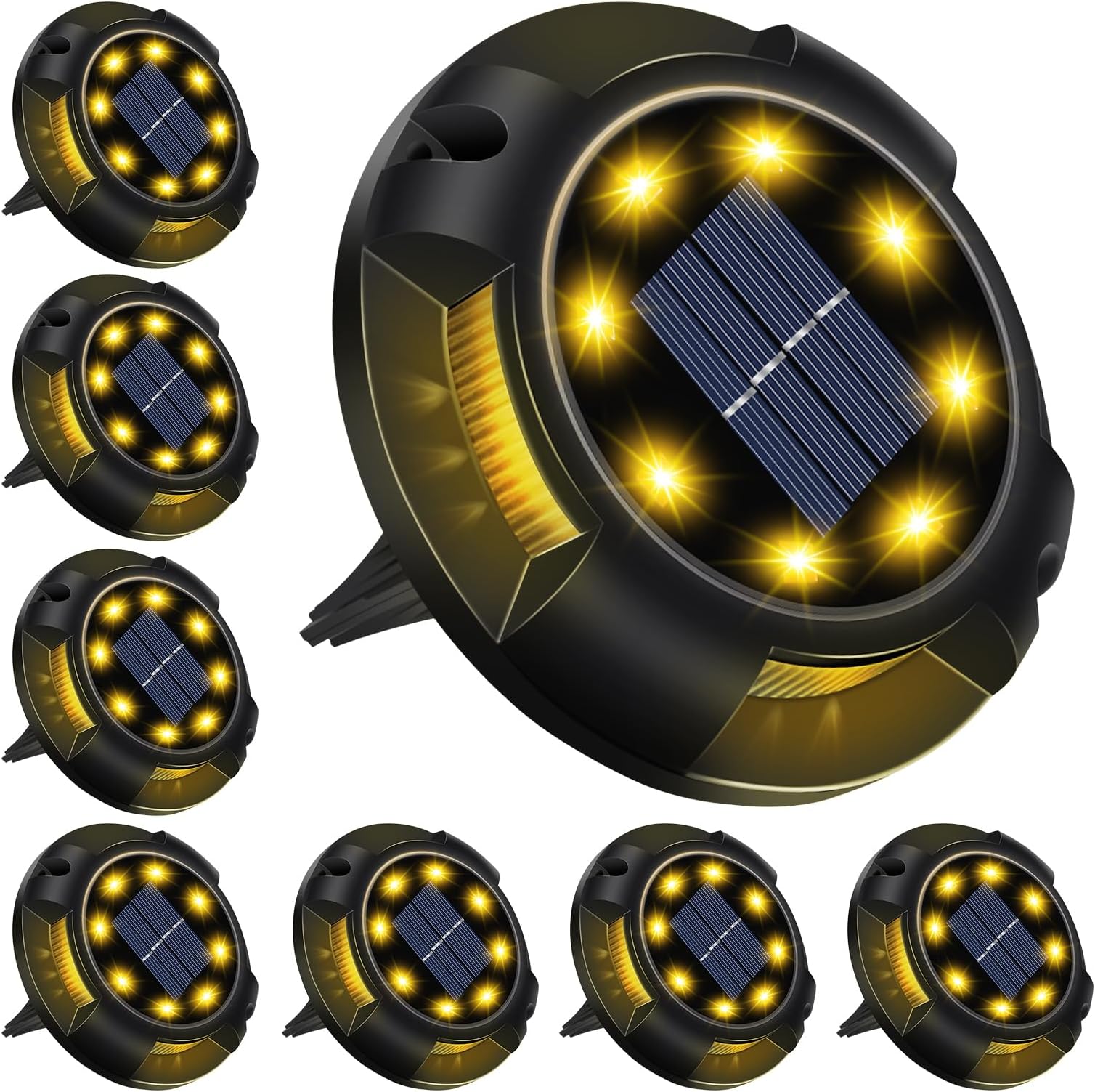 K.E.J. Solar Lights Outdoor Solar Ground Lights 12 LED Solar Garden ...