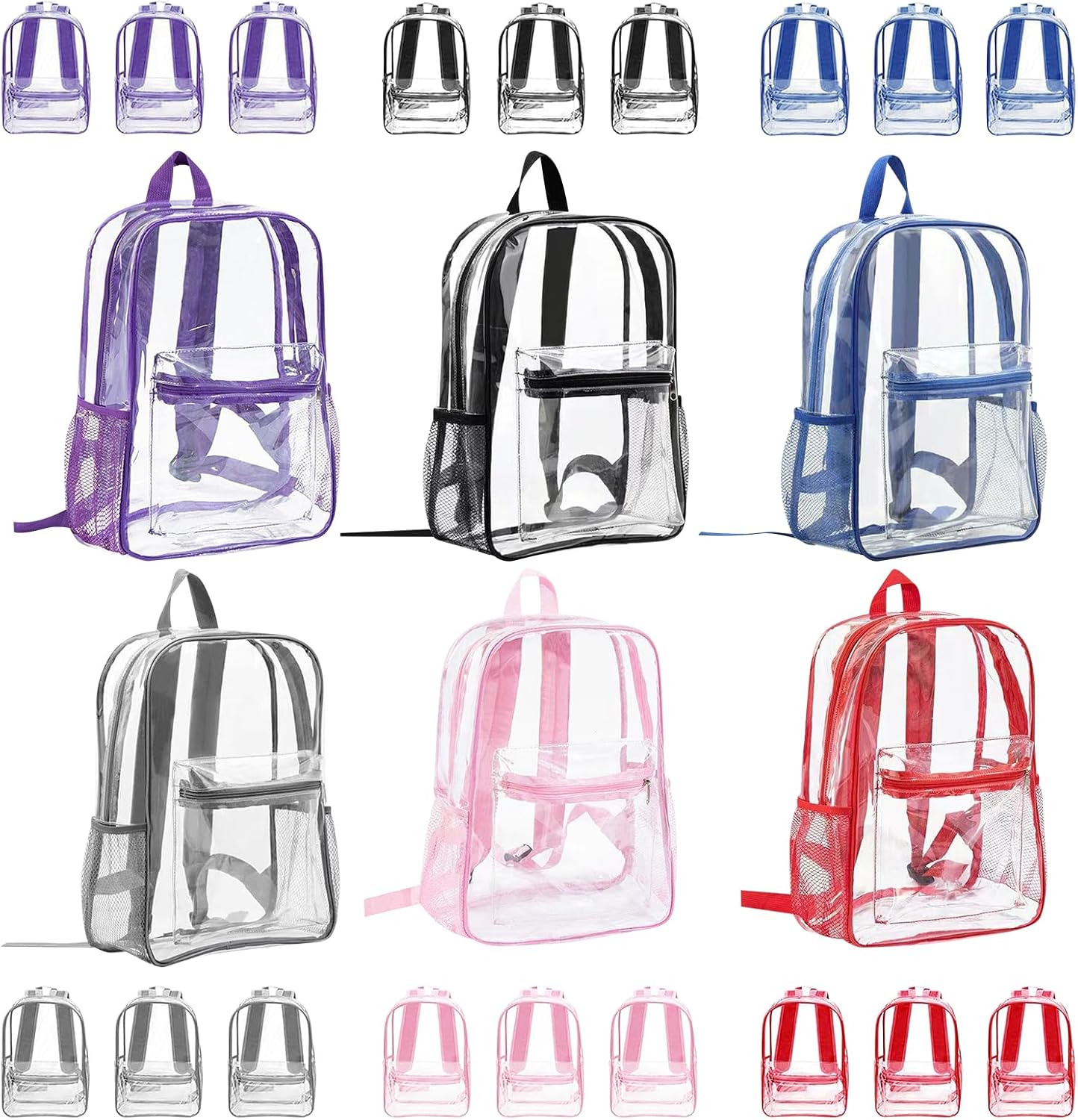 Amazon.com | qozabualy 24 Pack Clear Bulk Backpacks, School Backpack ...
