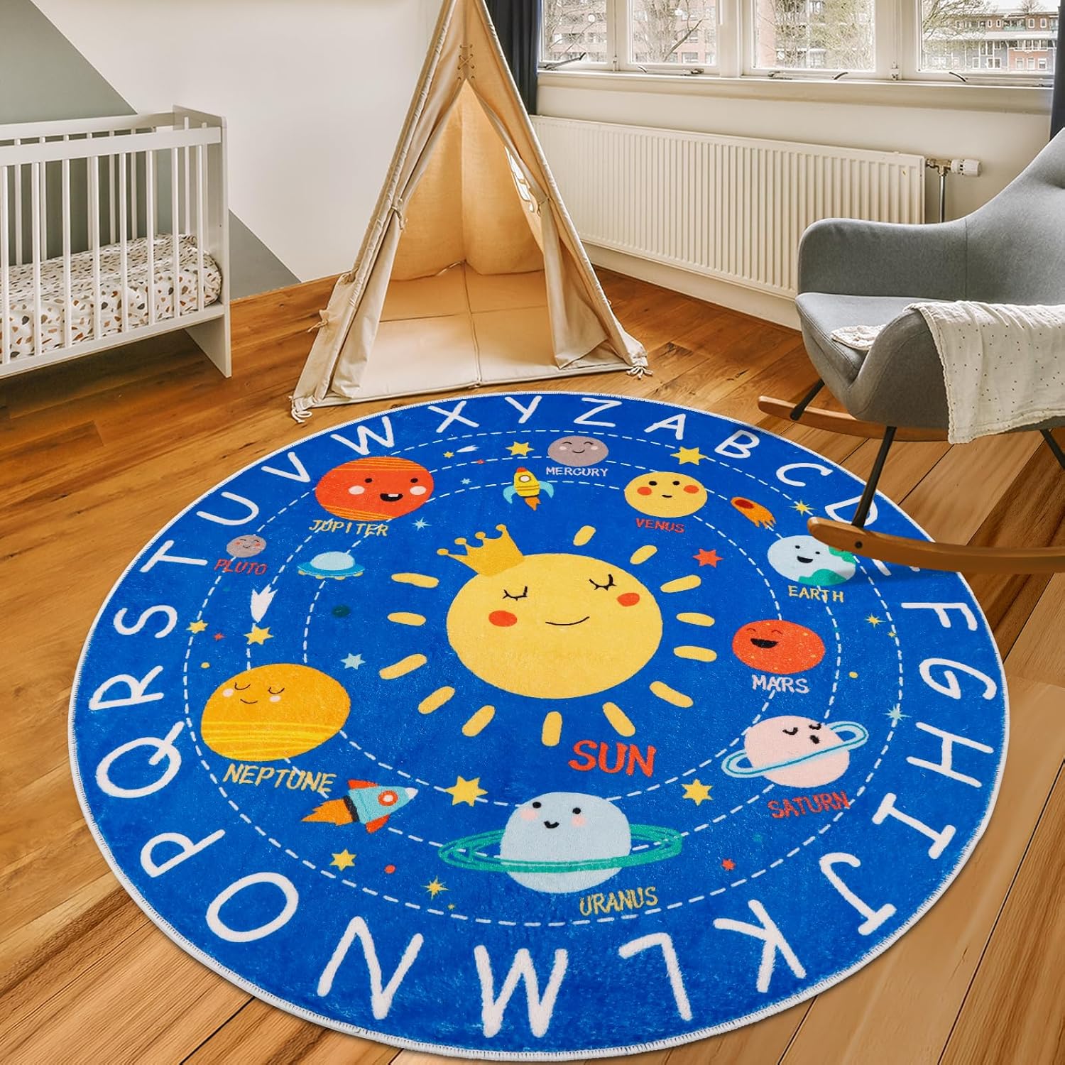 Amazon.com: Round ABC Kids Rug,4 Ft Soft Circle Alphabet Playroom Rug ...