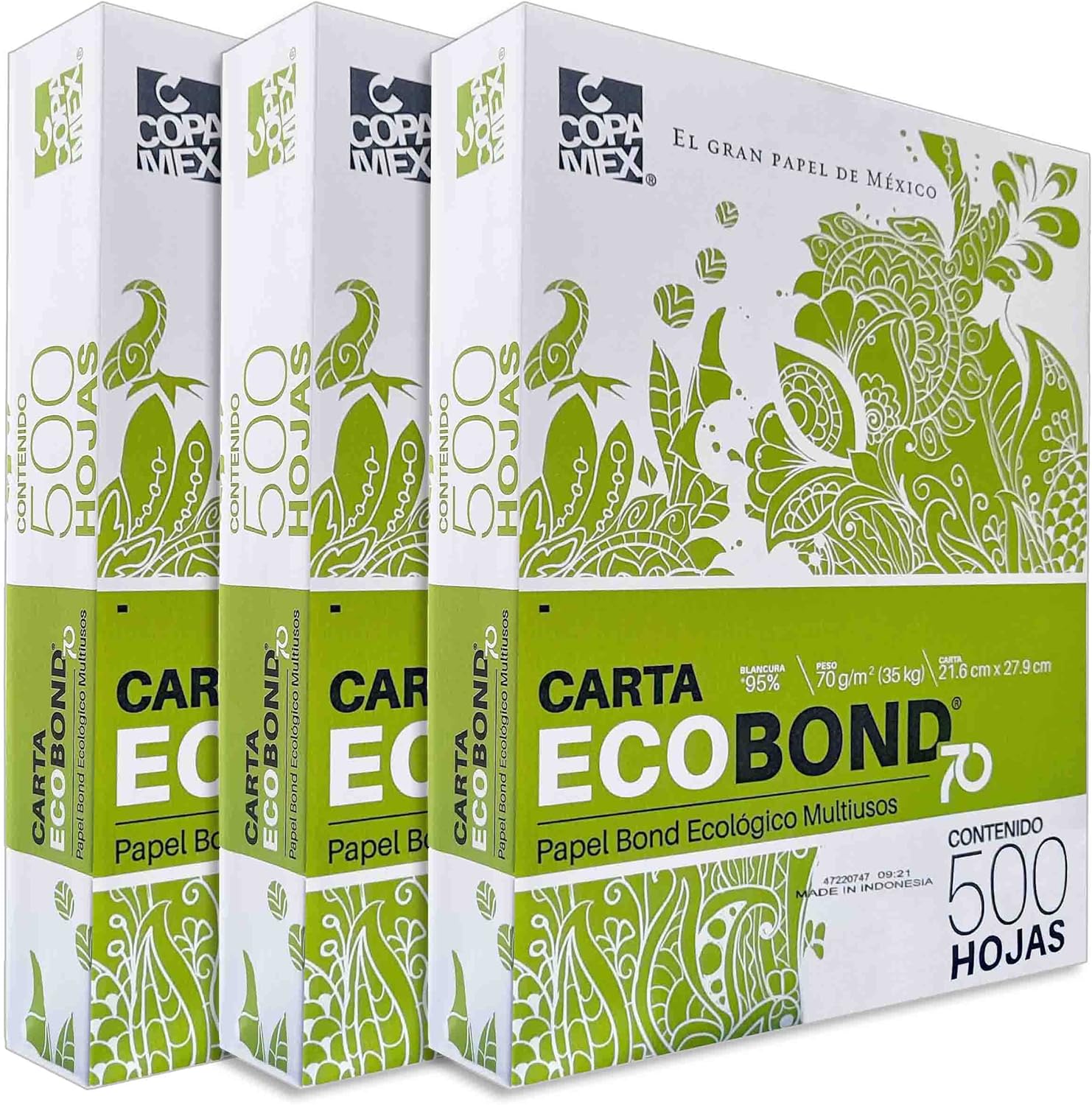 COPAMEX Kit de 3 Paquetes con 500 Hojas Carta Ecobond Cada Uno Copamex ...