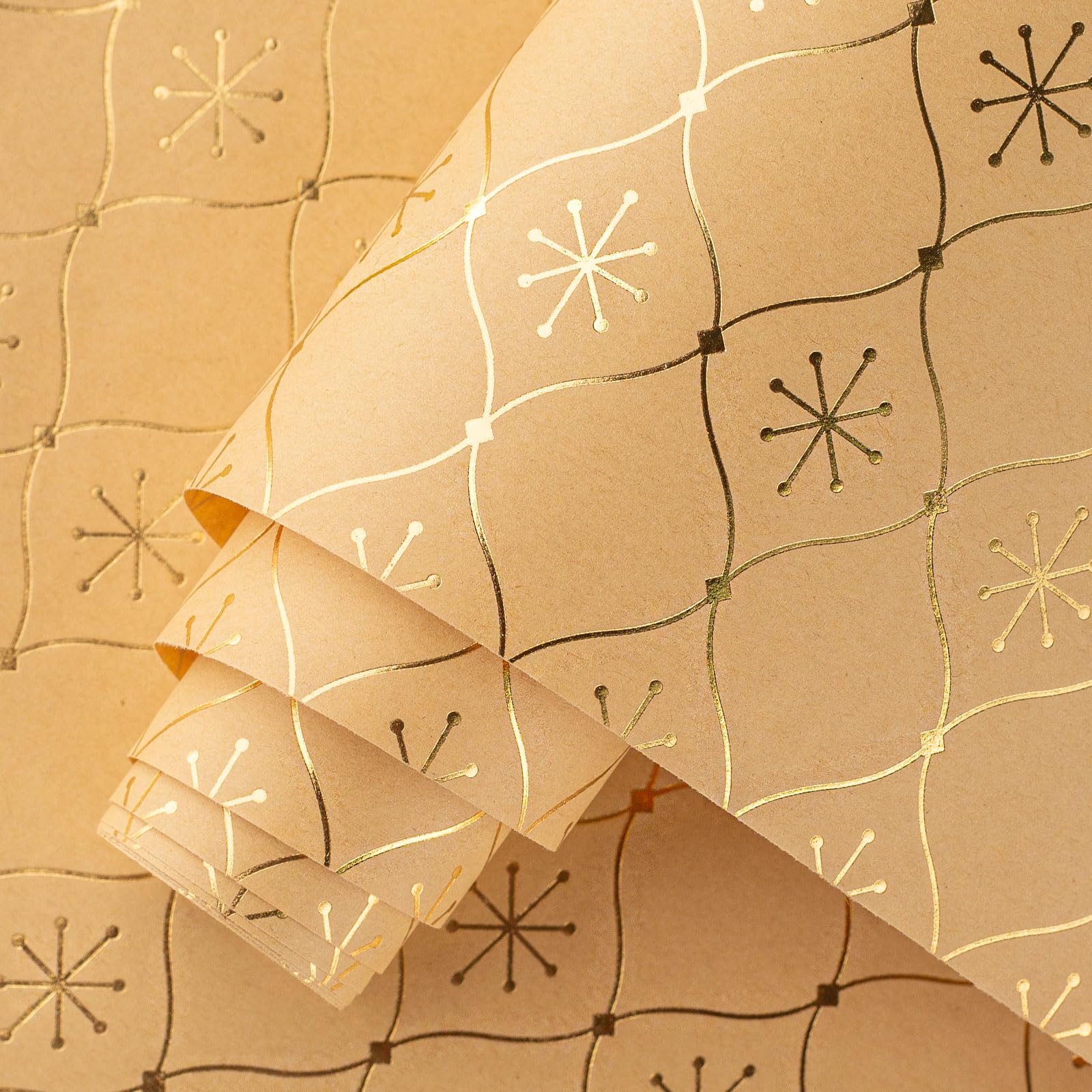 Amazon.com: Homeral Brown Kraft Wrapping Paper Roll - 3D Embossing Gold ...