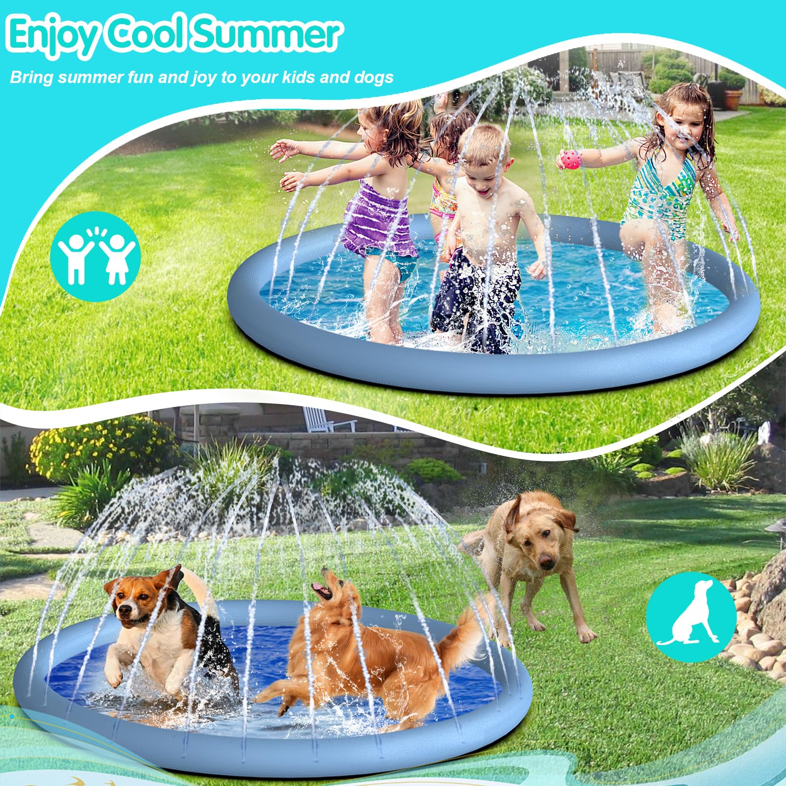 Snapklik.com : 87" Splash Pad For Kids, 1 2 3 4 5 6 7 8 Toddler Toys ...