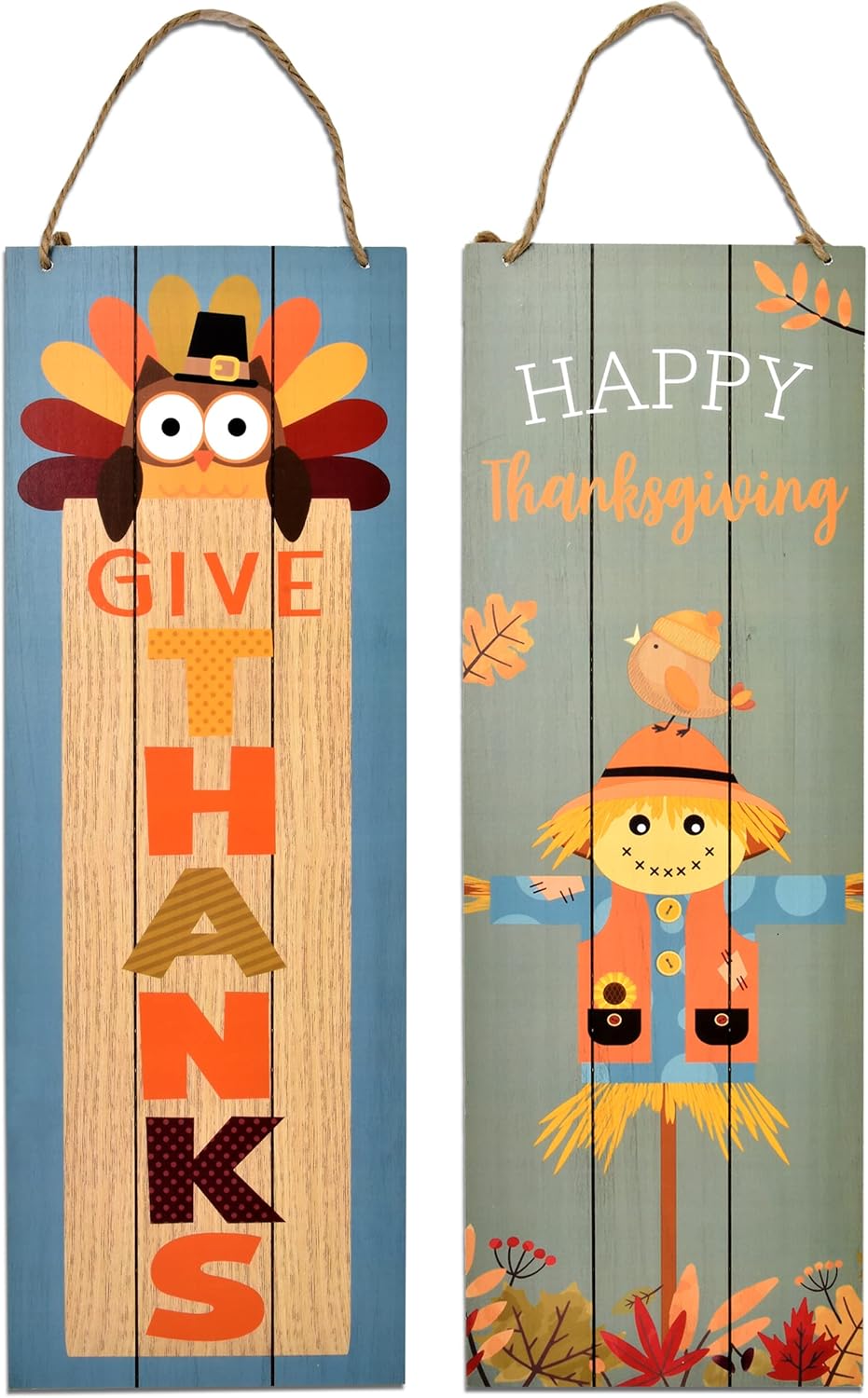 Amazon.com : Thanksgiving Fall Welcome Sign Set of 2 for Front Door ...
