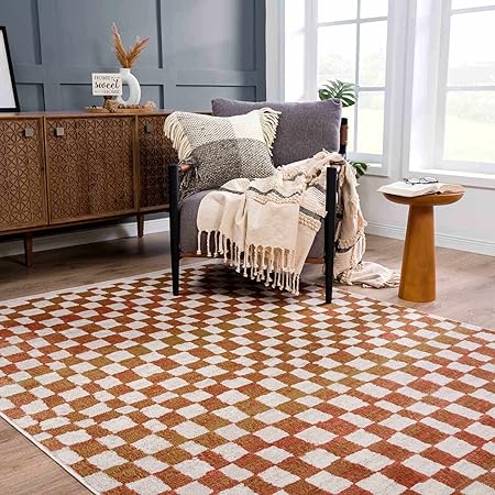 Amazon.com: Balta Rugs Oslo Checkered Shag Rug, Yellow, 5' 3" x 7 ...