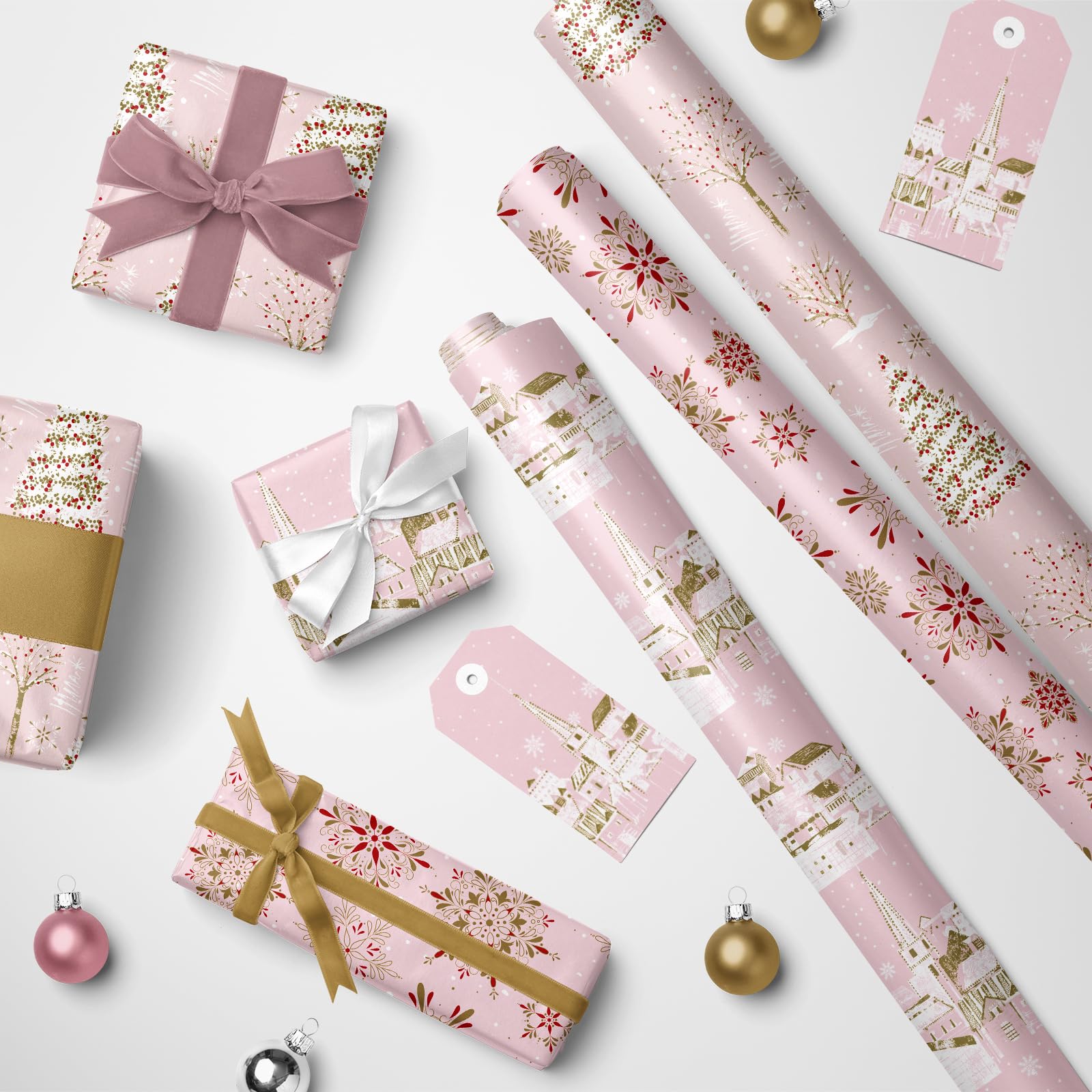 Snapklik.com : LeZakaa Christmas Wrapping Paper Roll - Mini Roll - 3 ...