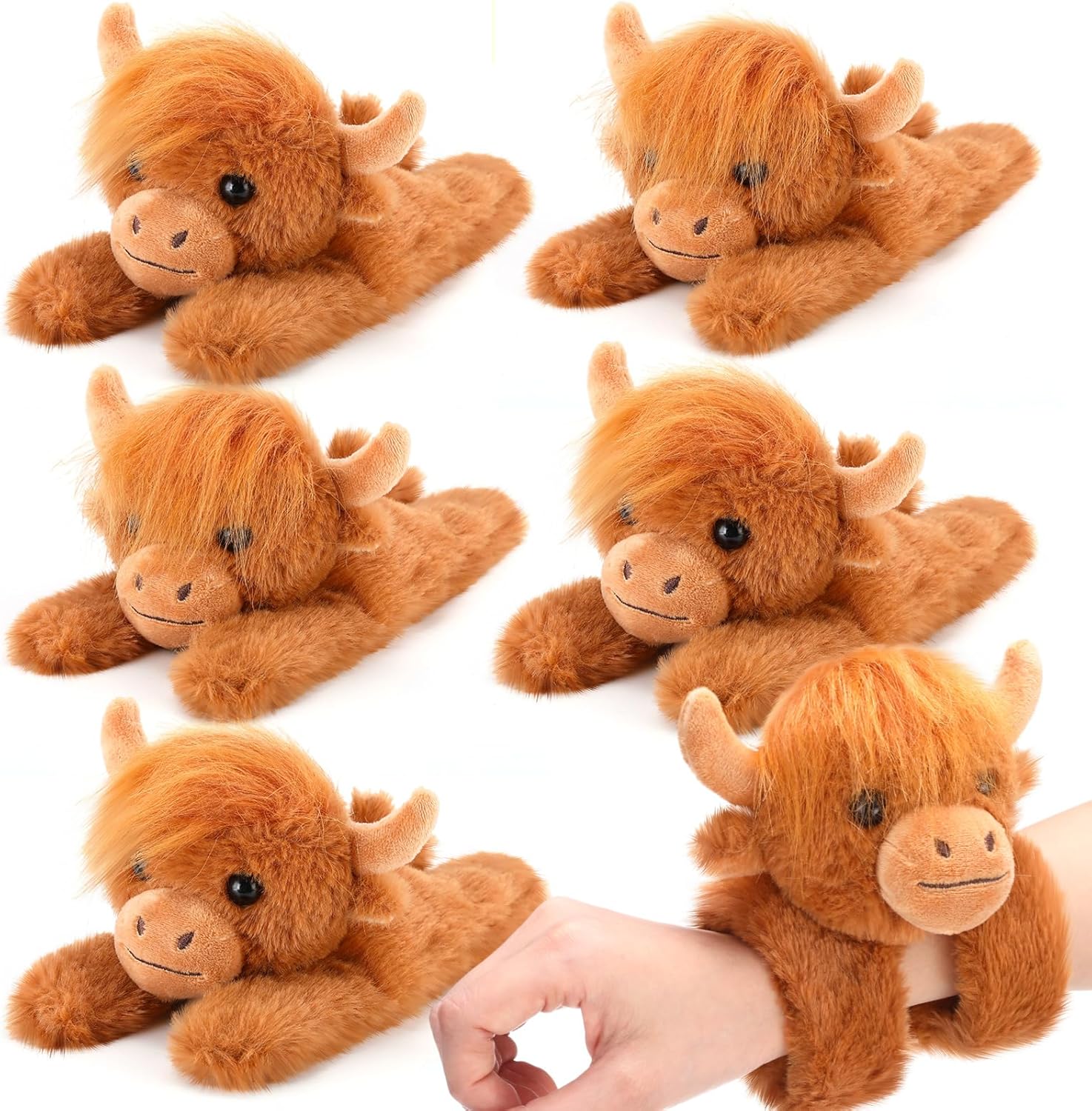 Amazon.com: Vinsot 6 Pcs Highland Cows Stuffed Animal Slap Bracelets ...