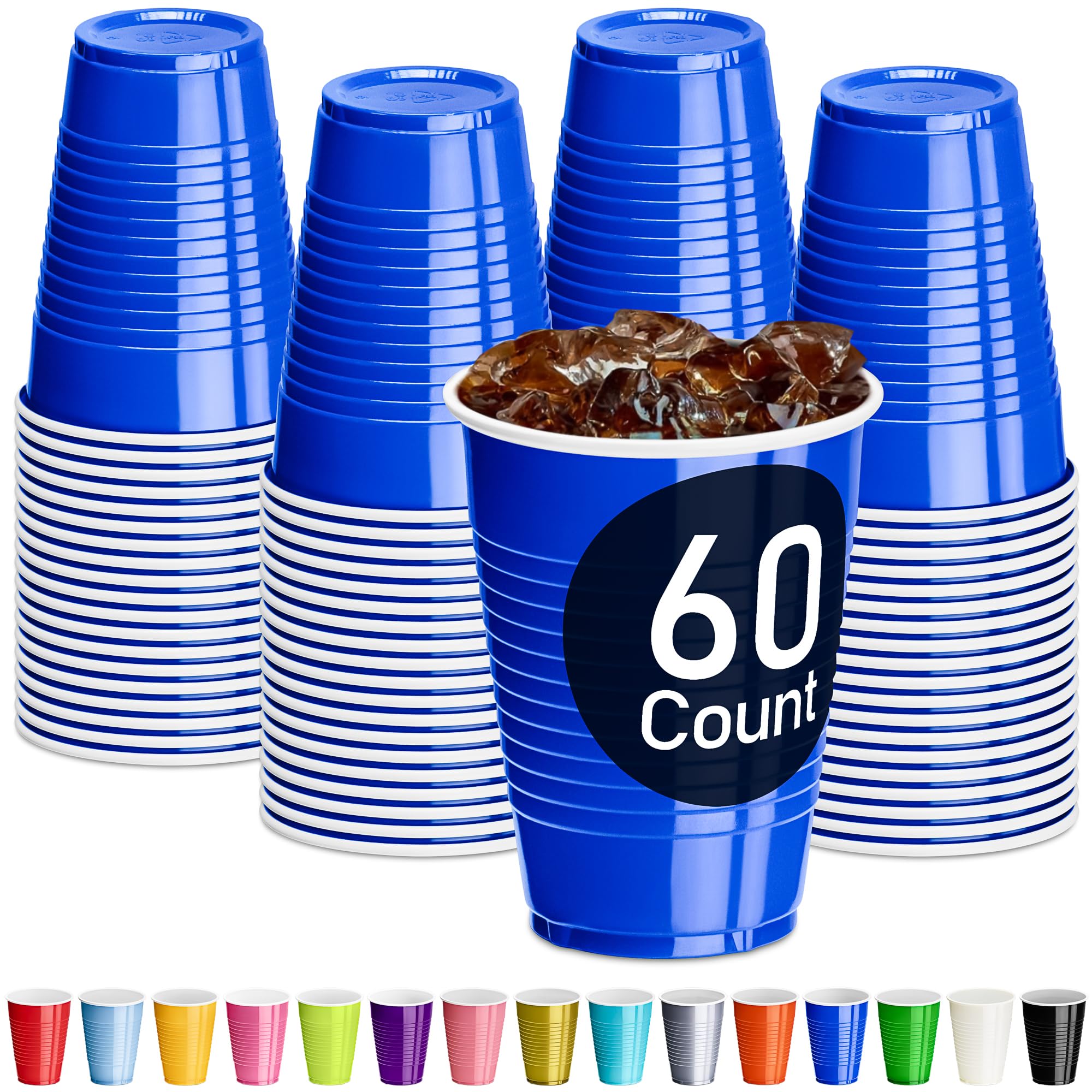 Amazon.com: DecorRack Blue Plastic Cups, 12 oz Disposable Cups, Party ...