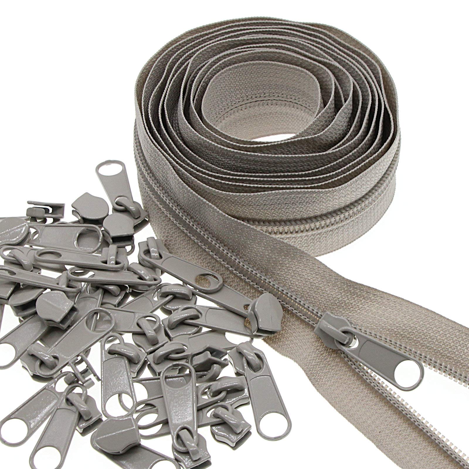Snapklik.com : #5 Nylon Coil Zippers By The Yard Gray Sewing Zipper ...