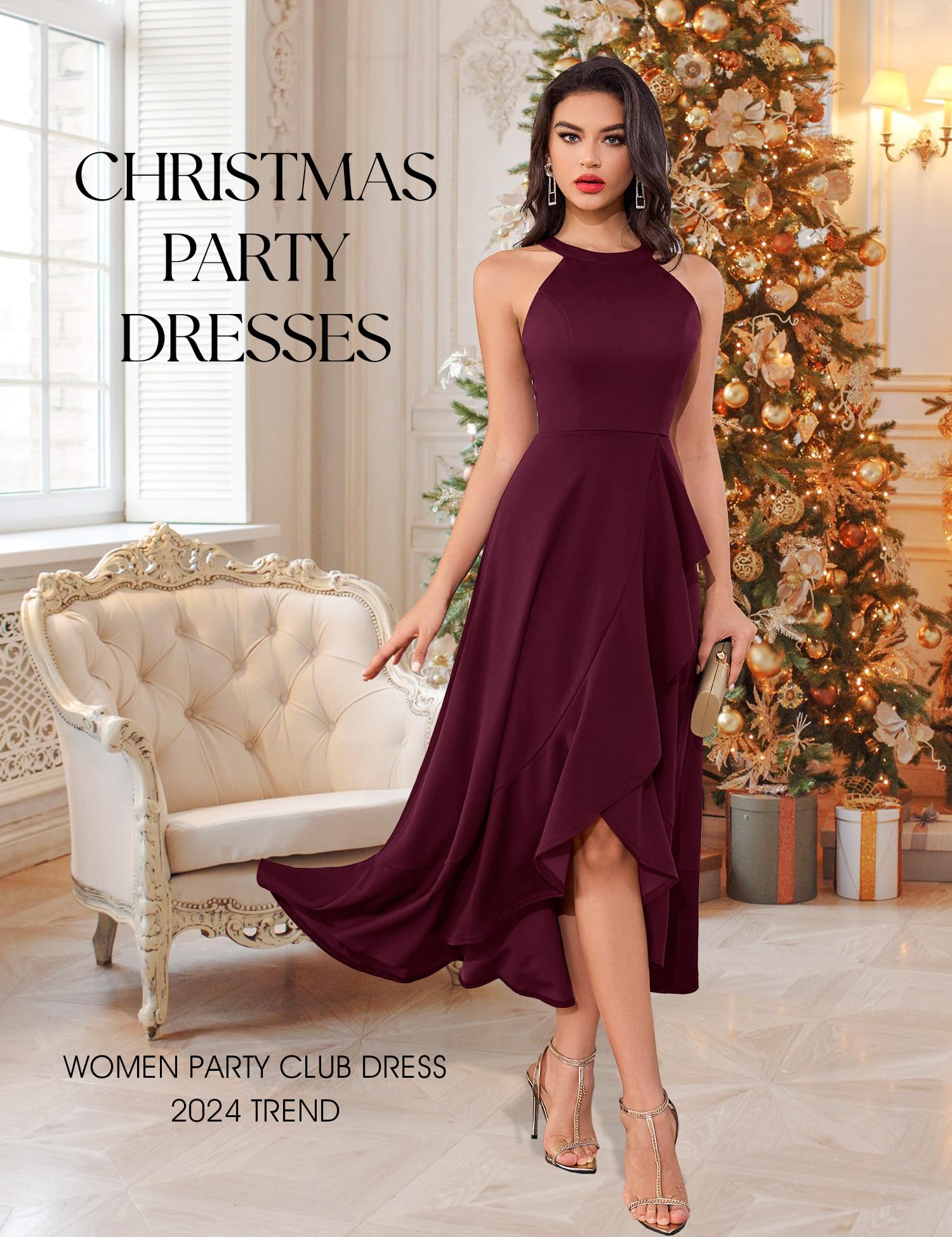 Snapklik.com : Womens Halter Split Hem Party Dress Elegant Long Formal ...