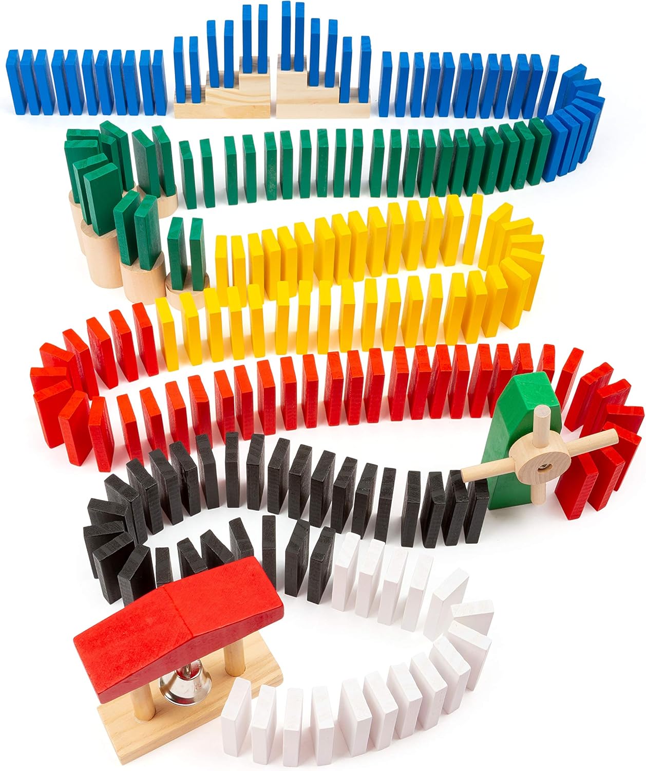 Small Foot 11402 Domino Rally, a Chain Reaction Game Made of Wood, 490 ...