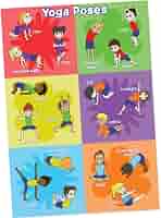 Gym Posters Covelico Kids Yoga Poses Poster U2013 1 X A3 Laminated PE ...