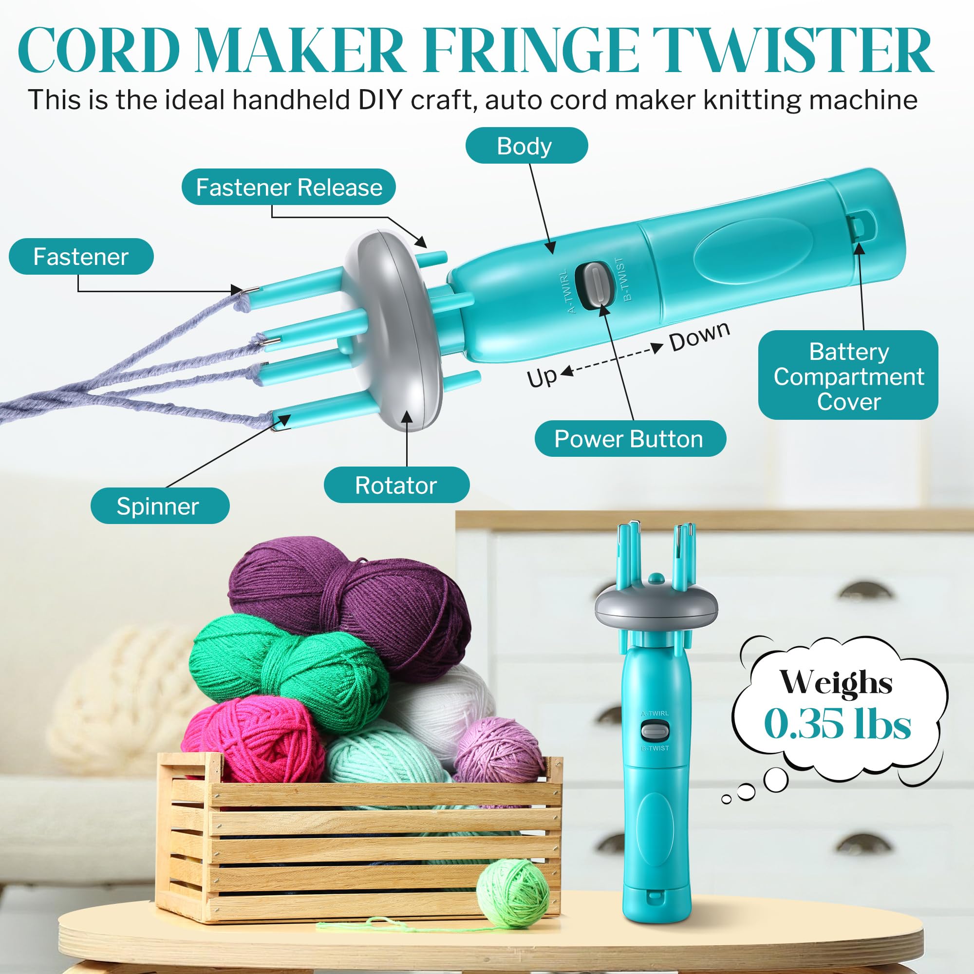Snapklik.com : Enhon Cord Maker Portable Fringe Twister, Handheld Cord ...