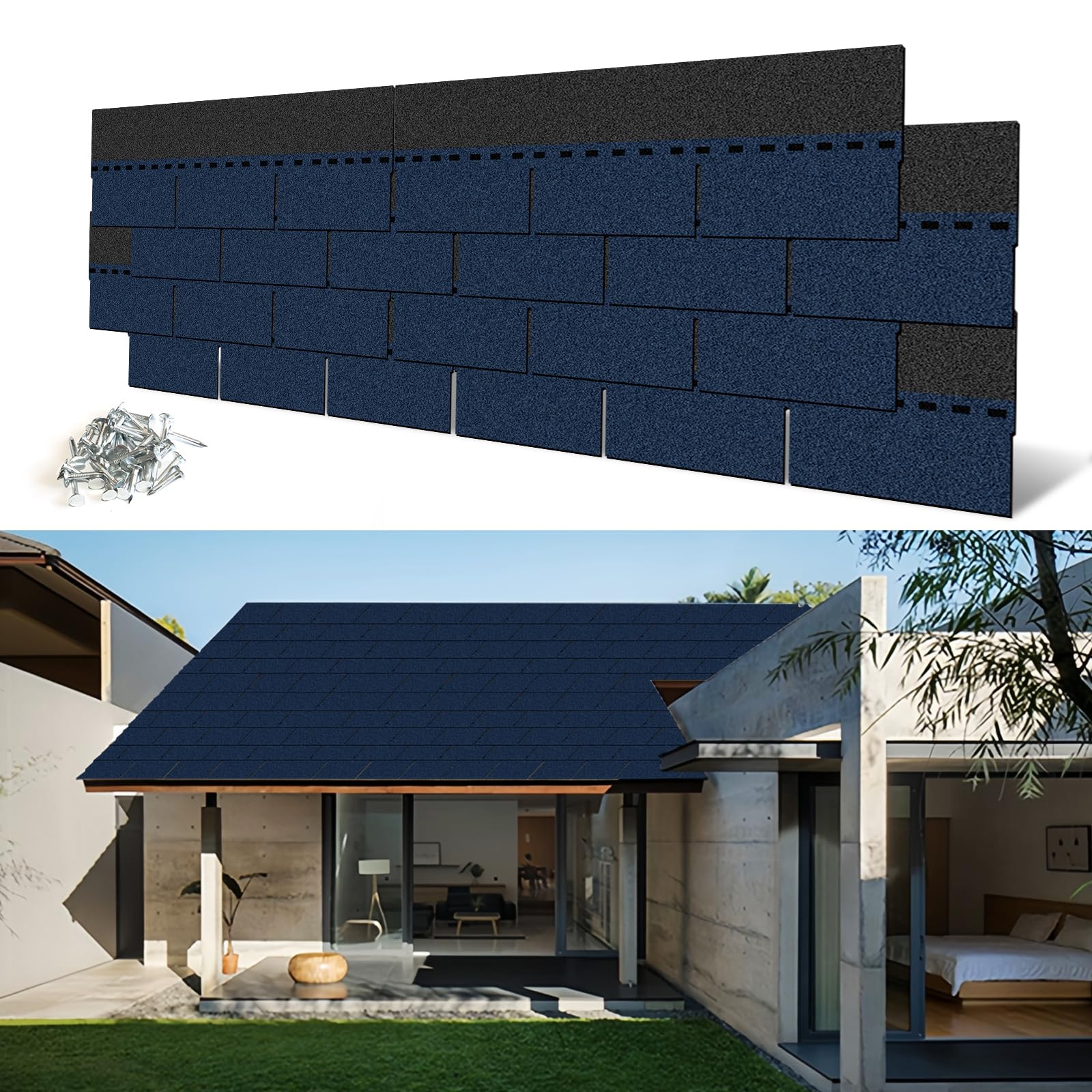 Snapklik.com : NeatiEase Roofing Shingles 3-Tab, 8 Pack Asphalt ...