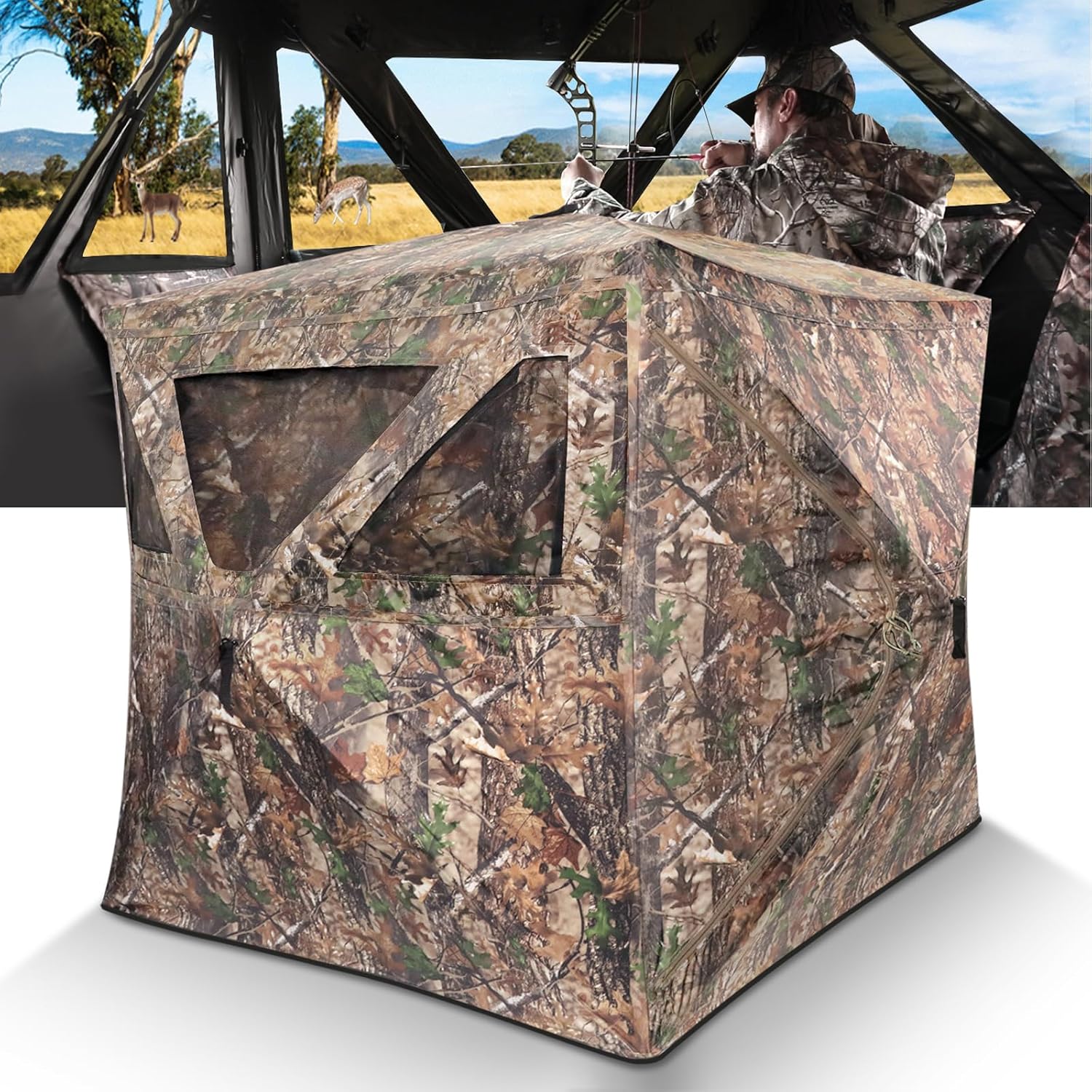 MOFEEZ Hunting Blind, 270°View 2-3 Pereson Ground Deer Stand Pop Up ...
