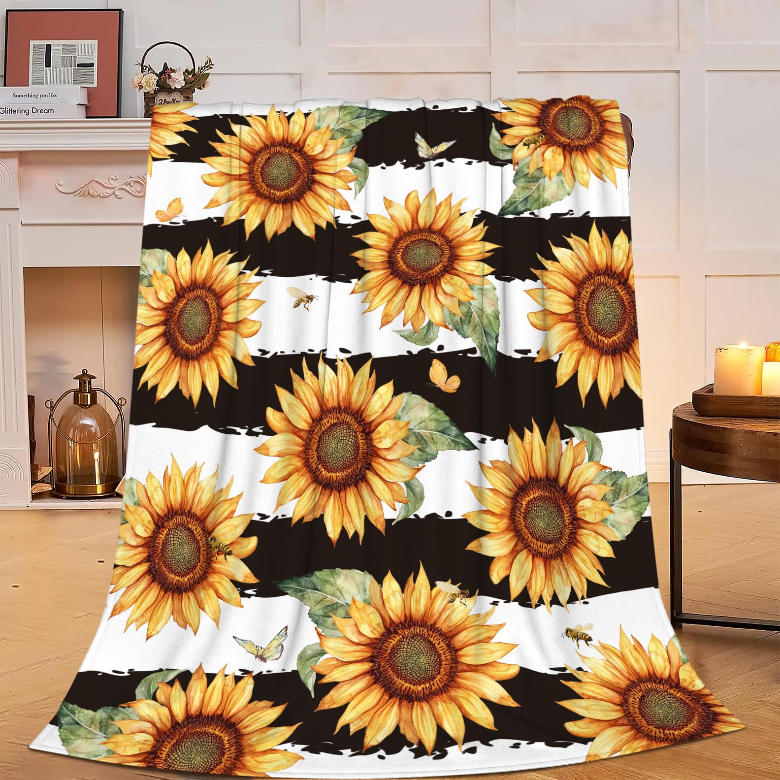 Amazon.com: Sunflower Blanket Sunflower Fleece Throw Blanket Super Soft ...