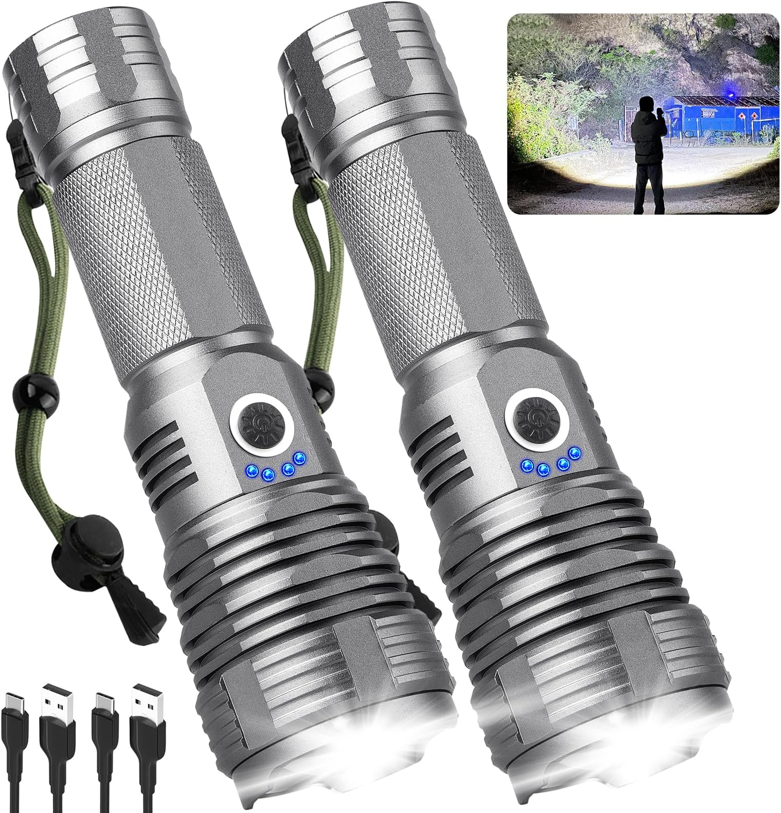 Rechargeable Flashlights High Lumens, 990,000 Lumens Super Bright LED ...