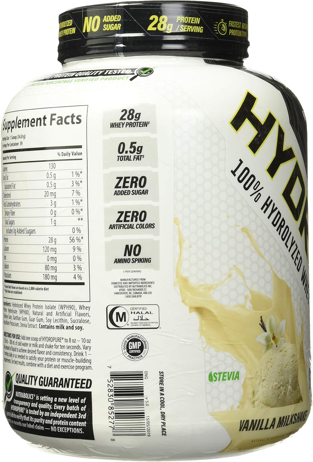 Nutrabolics HydroPure (100% Hydrolyzed Whey Protein Isolate) Vanilla ...