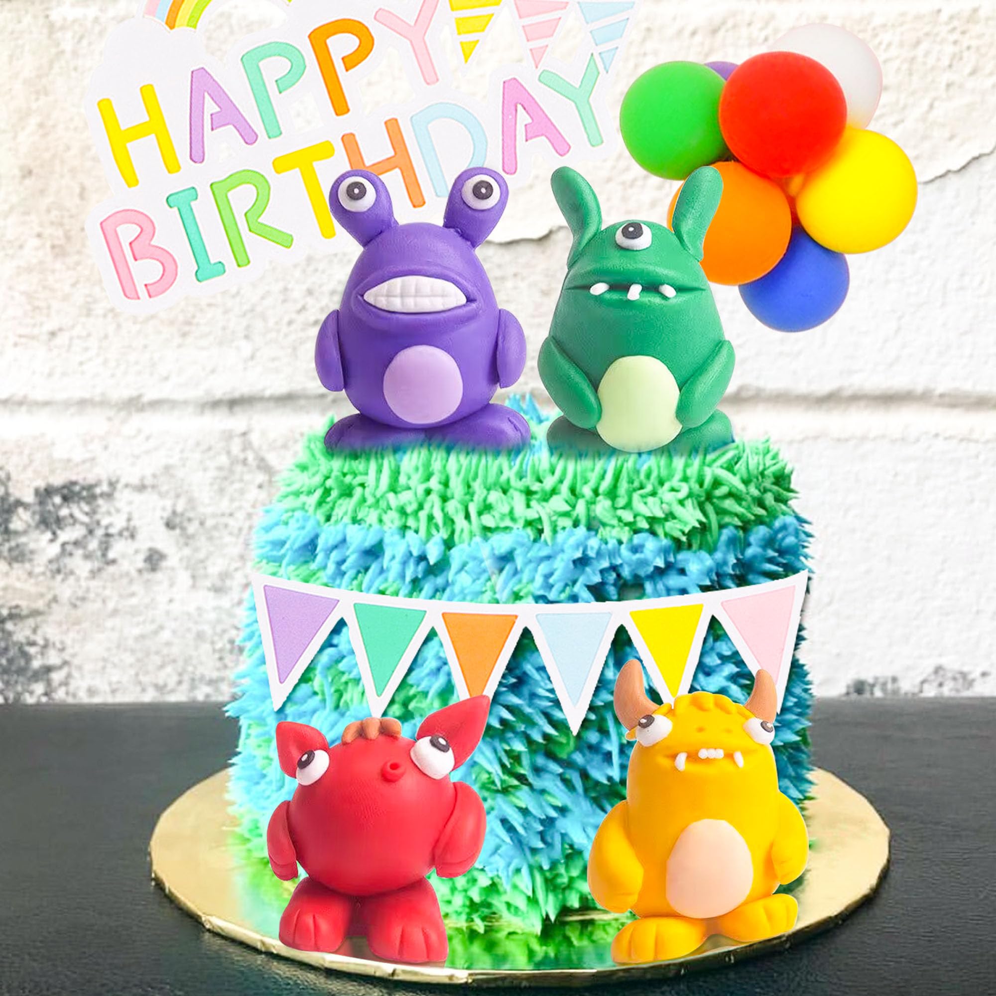 Amazon.com: JeVenis 7 PCS Little Monster Cake Topper Monster Birthday ...