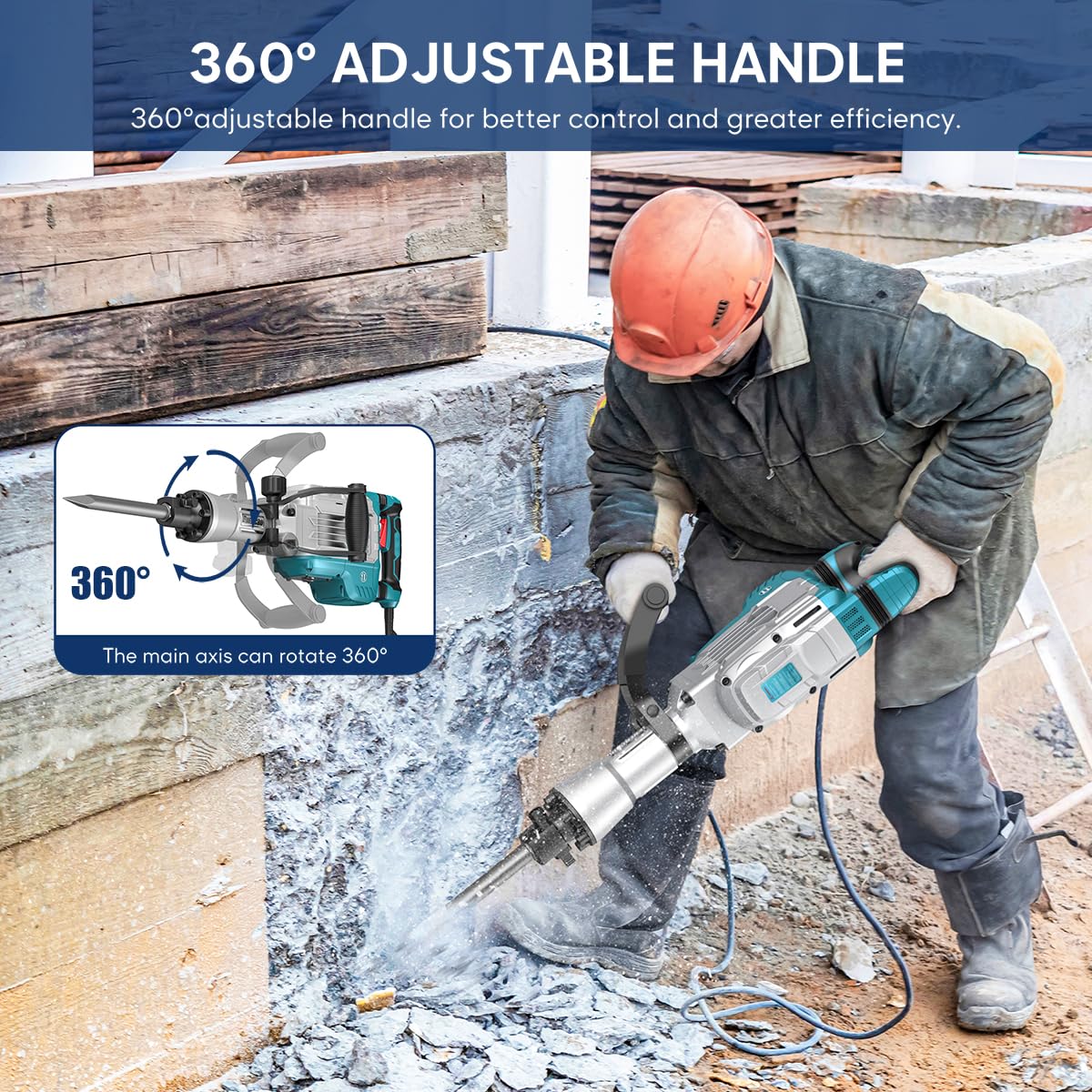 Snapklik.com : ENEACRO Demolition Jack Hammer 145Amp SDS-Hex Concrete Breaker, 65 Joules Heavy ...