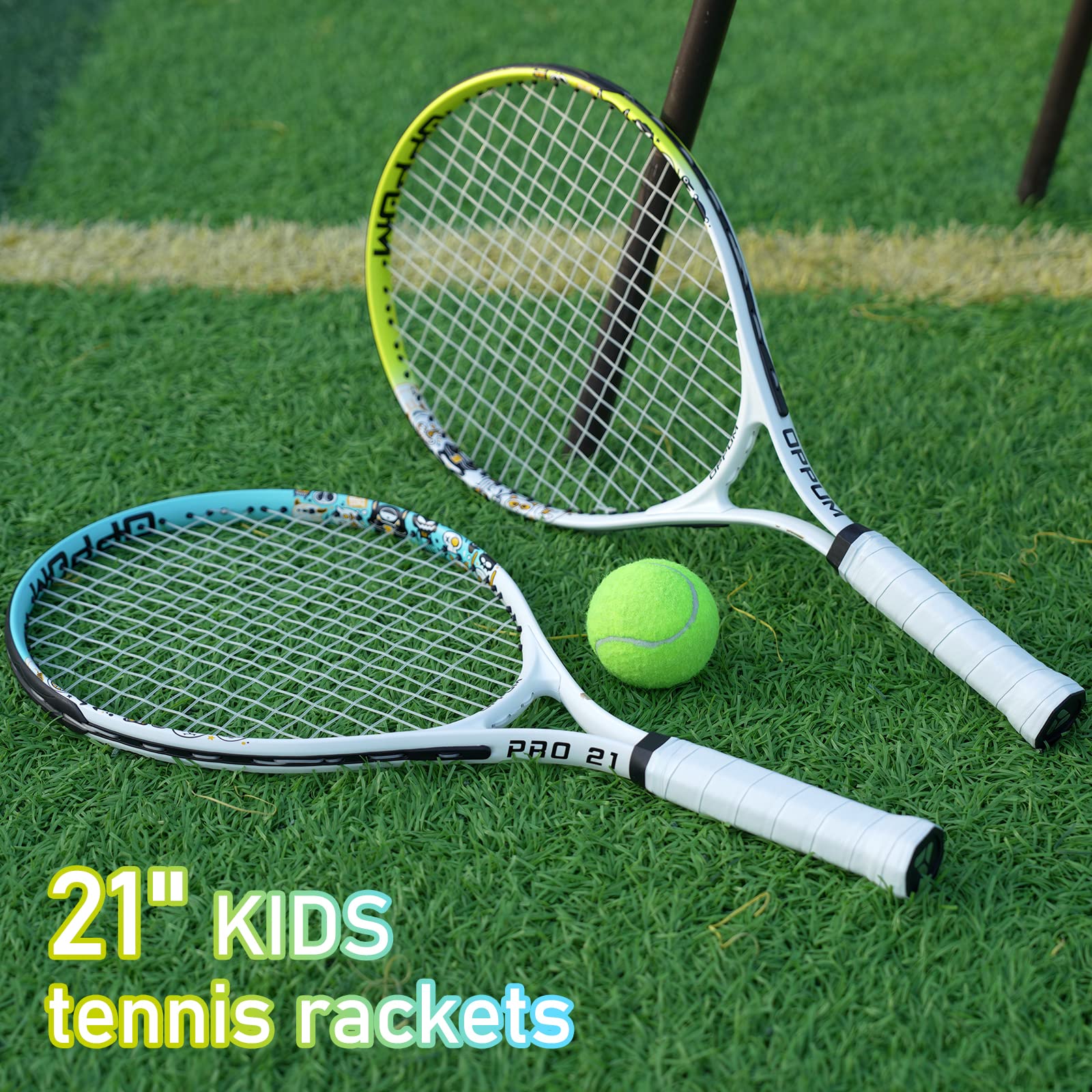 OPPUM Kids Tennis Racket (2-Pack), Sizes 19"-25". Designed for 2-14 ...