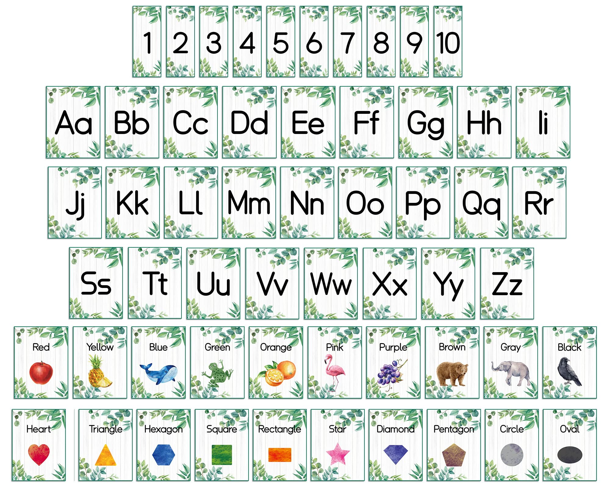 Buy 56 Pcs Alphabet and Number Bulletin Board Set Decor Eucalyptus ...