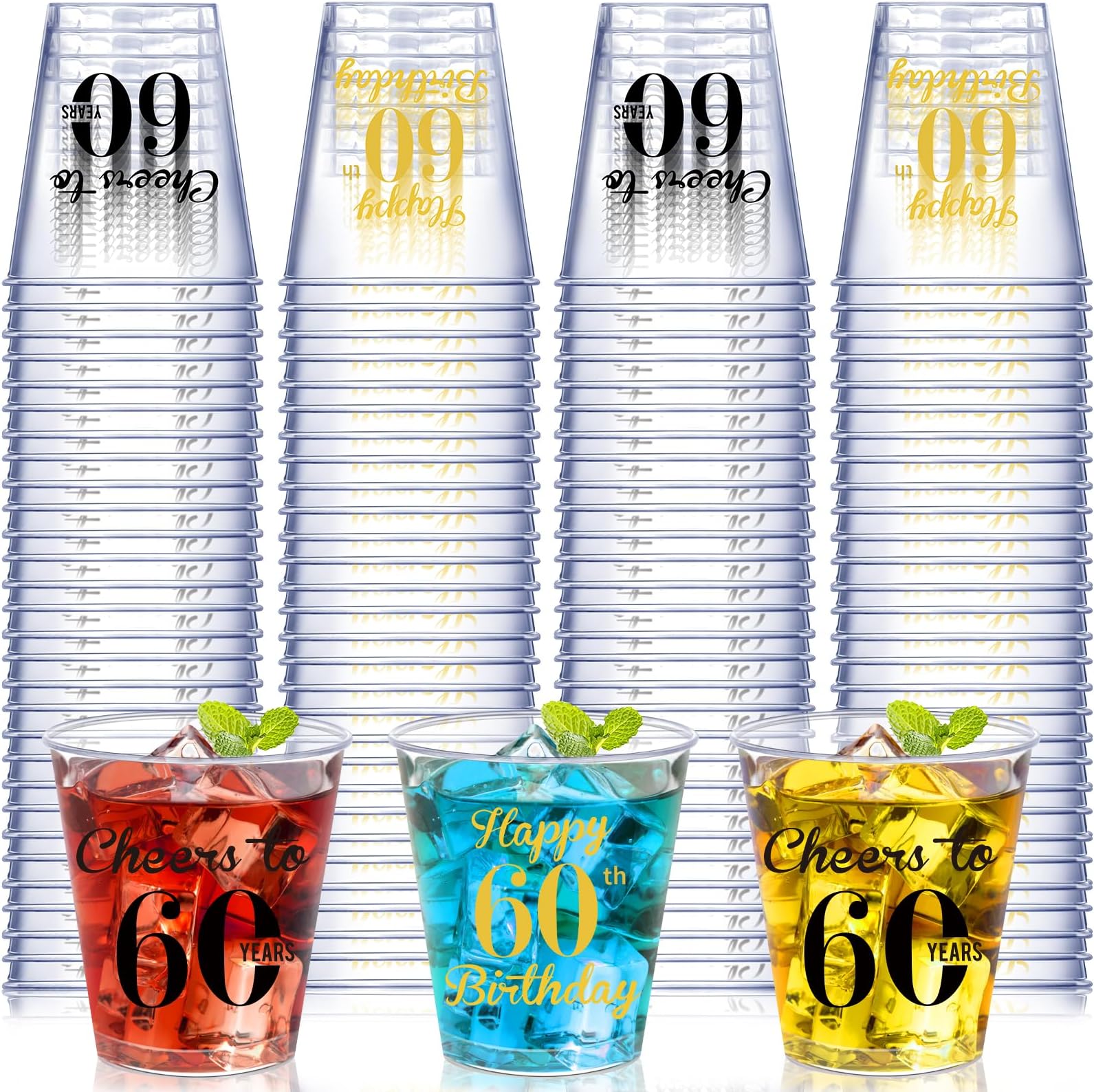 Amazon.com | Cheers To 60 Years Shot Glasses 100 PCS – 60th Birthday ...