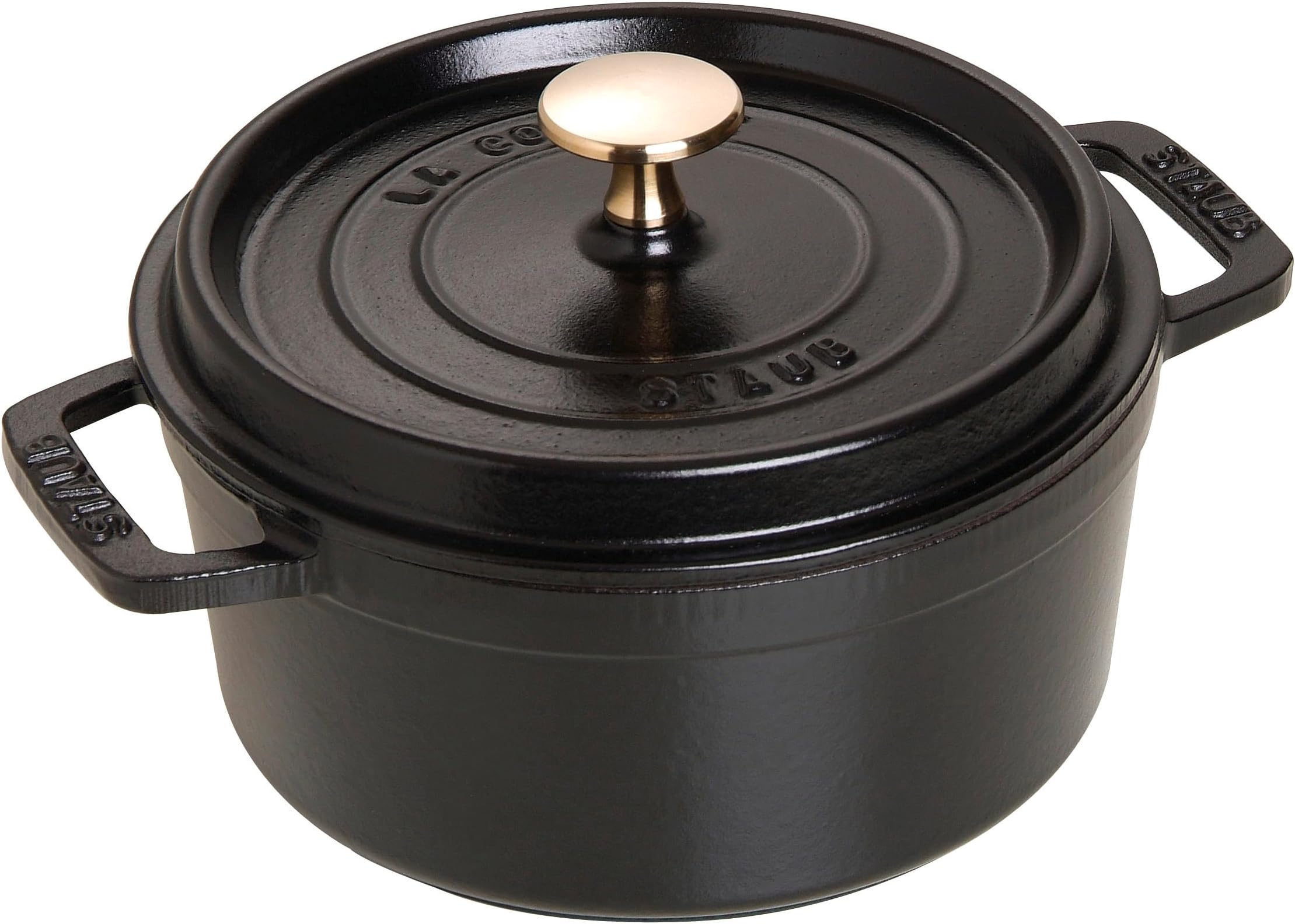 STAUB Cast Iron Roaster/Cocotte, Round, 24 cm, 3.8 L, Black : Amazon.co ...