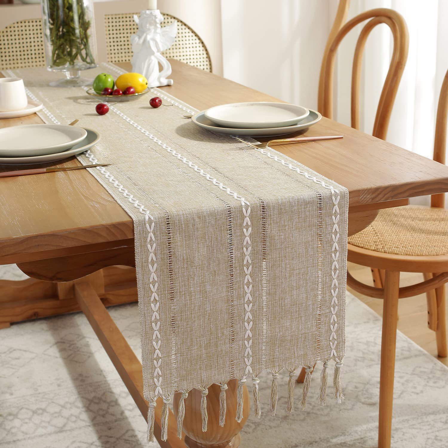 Yicorgard Farmhouse Table Runner Rustic Style 33 x 305 cm, Braided ...