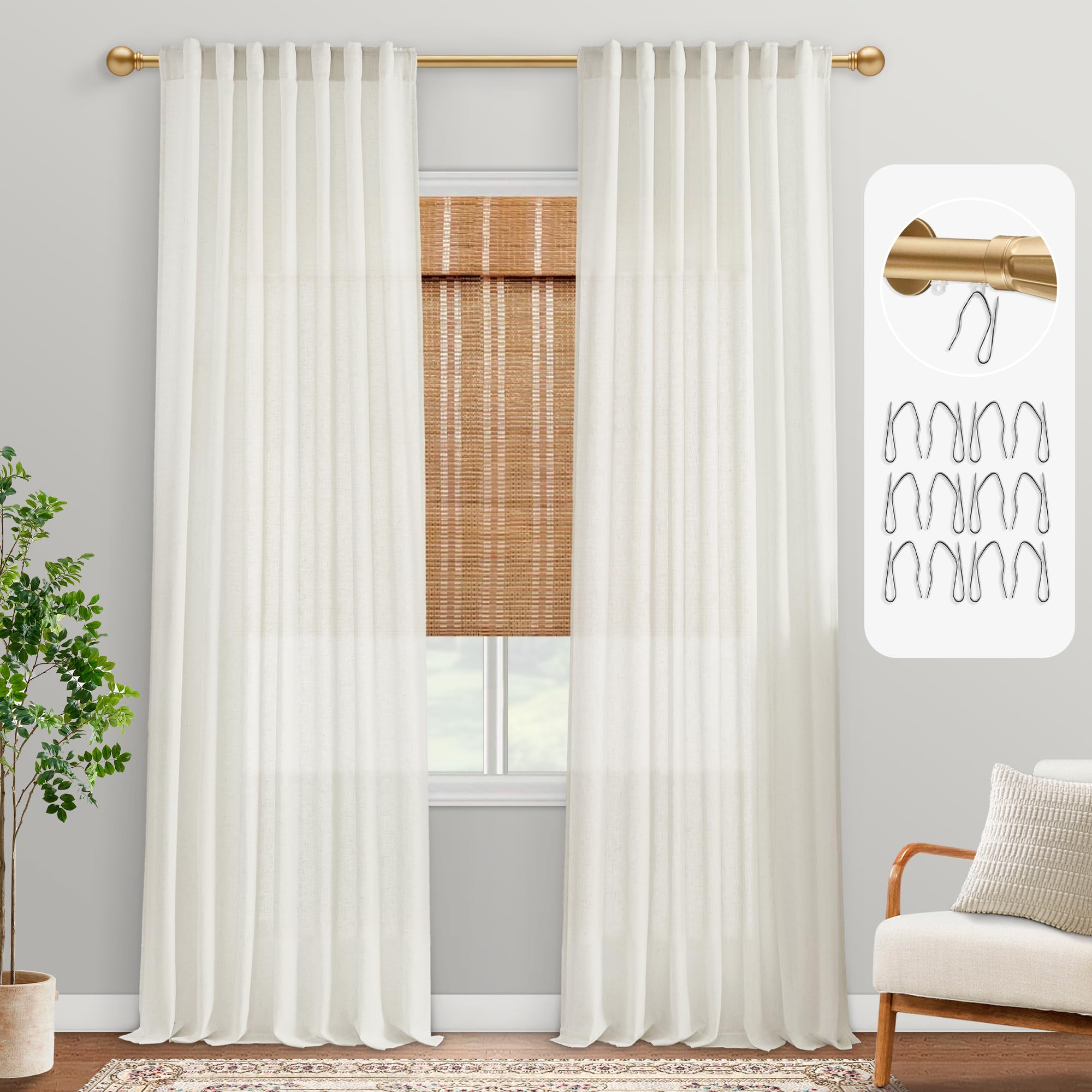 Amazon.com: PANELSBURG Linen Curtains 84 Inch Length 2 Panels Set,Back ...
