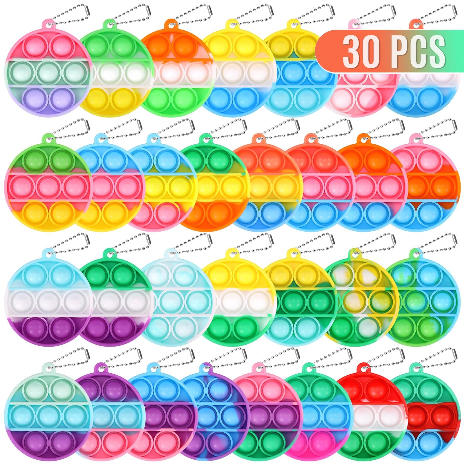 Amazon.com: 30 Pack Kids Party Favors Fidget Toys Bulk Mini Pop Fidget ...