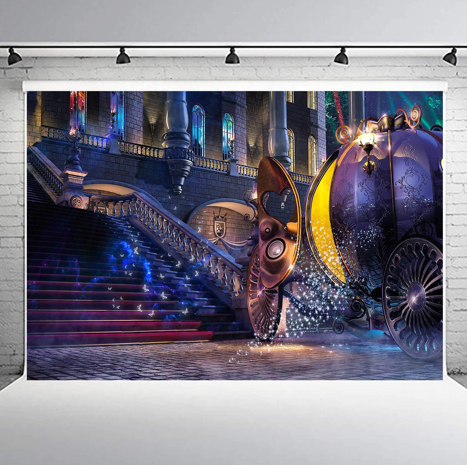 Buy PHMOJEN 10x7ft Pumpkin Carriage Backdrop for Cinderella Fairytale ...