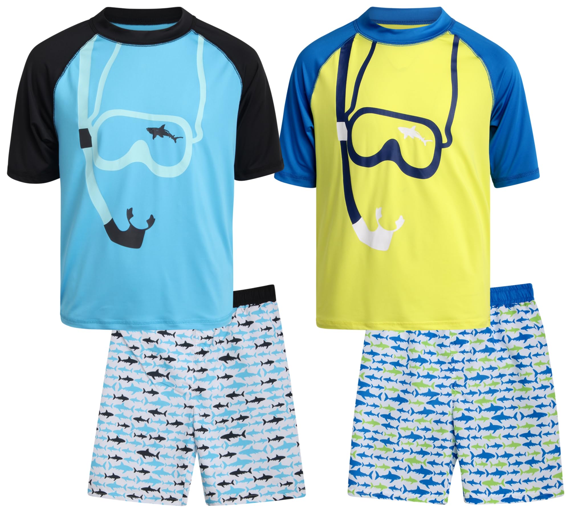 Snapklik.com : iXtreme Boys Rash Guard Set - 4 Piece UPF 50+ Swim Shirt ...