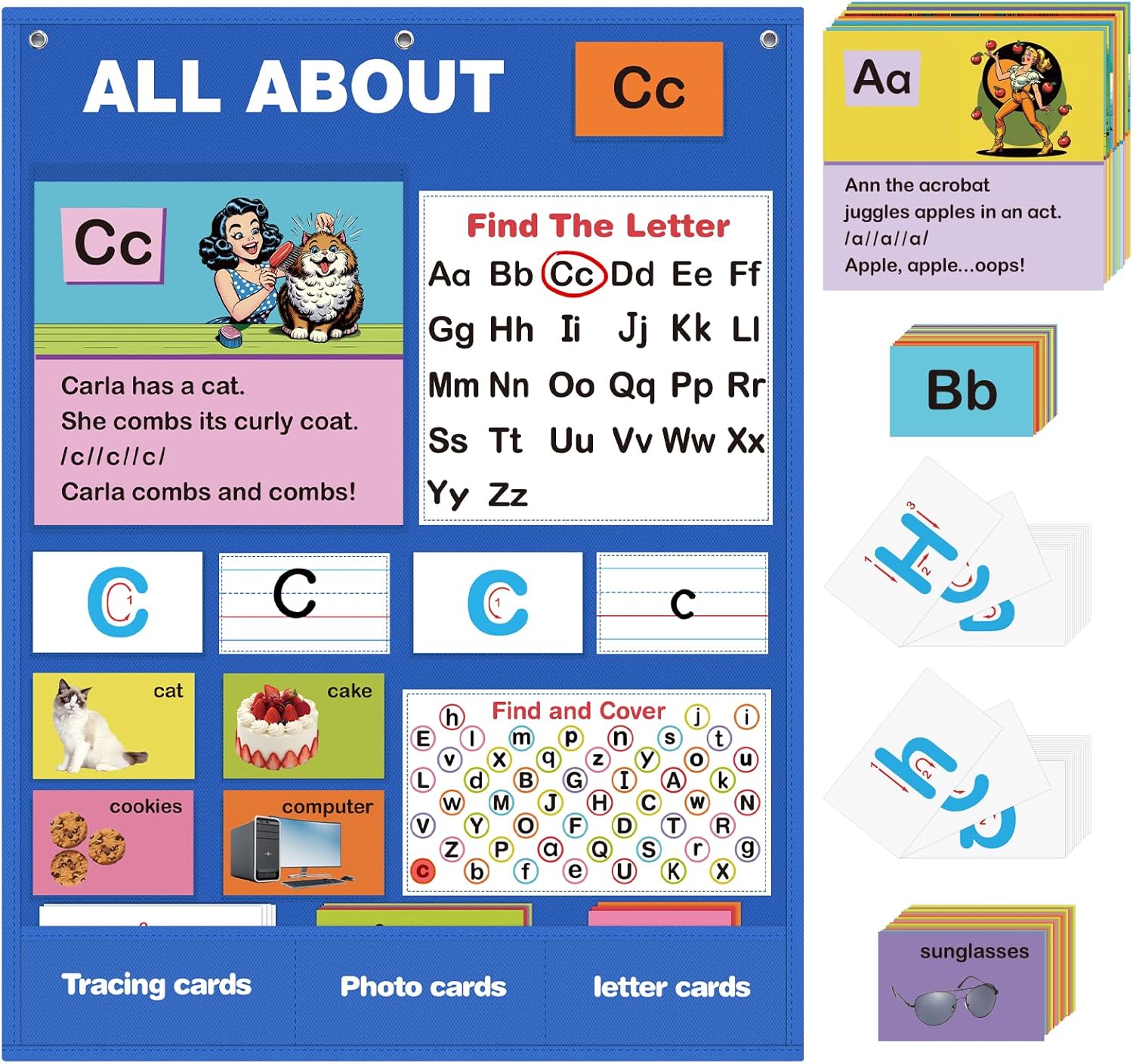 Amazon.com: Alphabet Learning Pocket Chart, Alphabet Wall Chart for ...