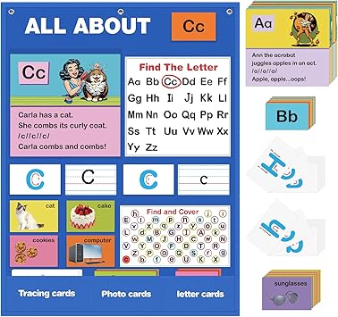 Amazon.com: Alphabet Learning Pocket Chart, Alphabet Wall Chart for ...