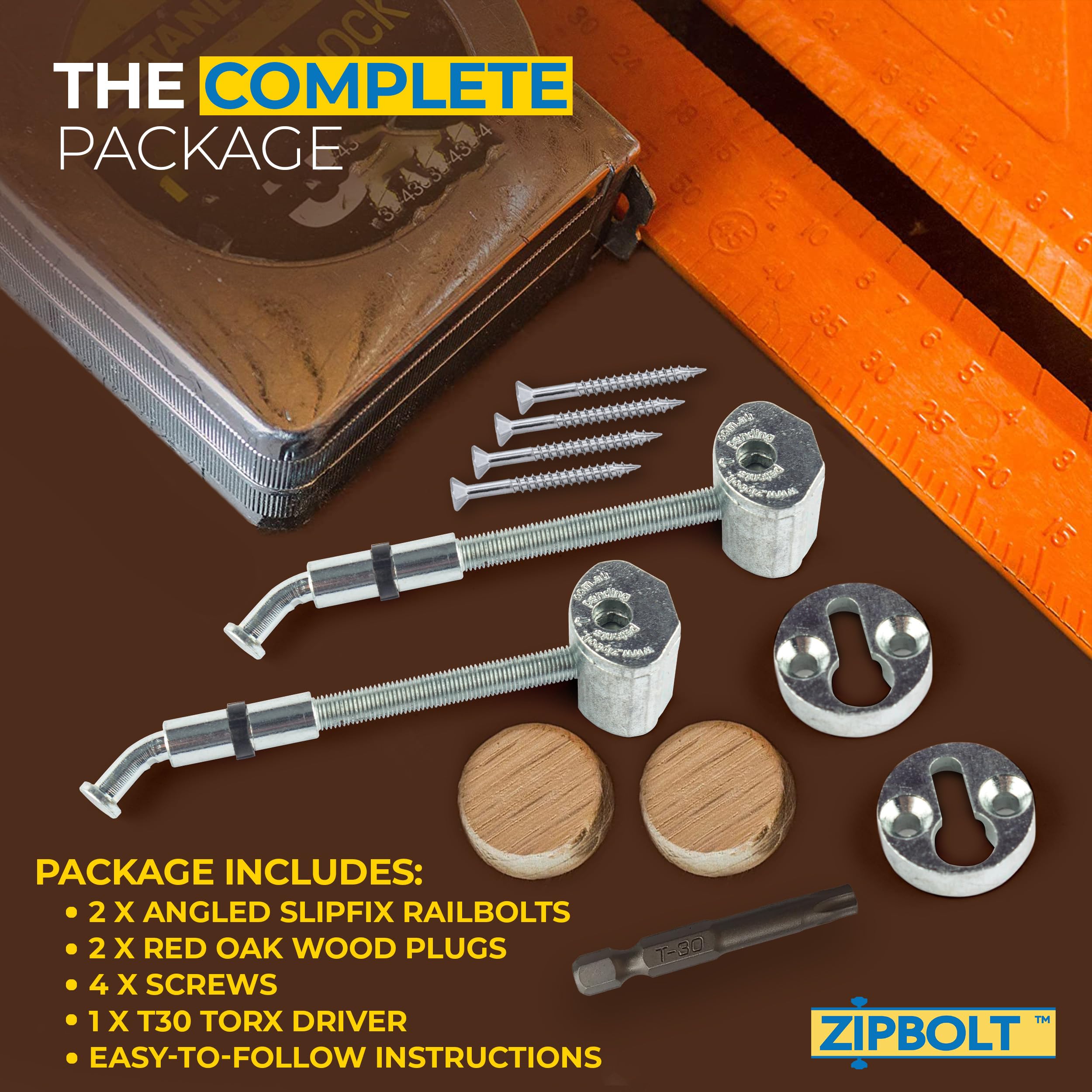 Snapklik.com : Zipbolt 13.960 Angled Slipfix Railbolt Angled Handrail ...