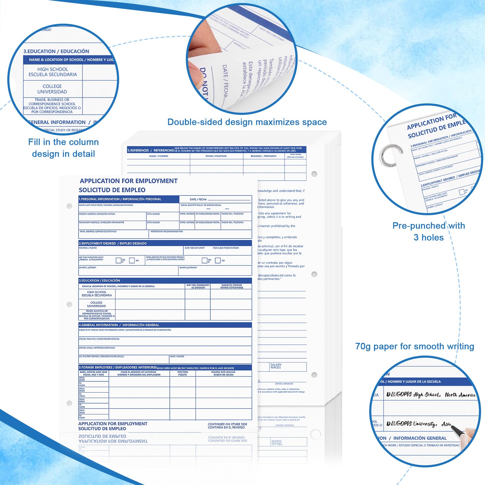 8 3/8 X 11 Application Forms Employee Application Form Pad - 8 3/8 X 11 ...