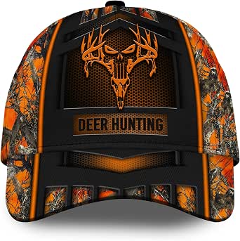 Premium Skull Hunting Hat, 3D Camo Orange Baseball Cap, Bow Hunting ...