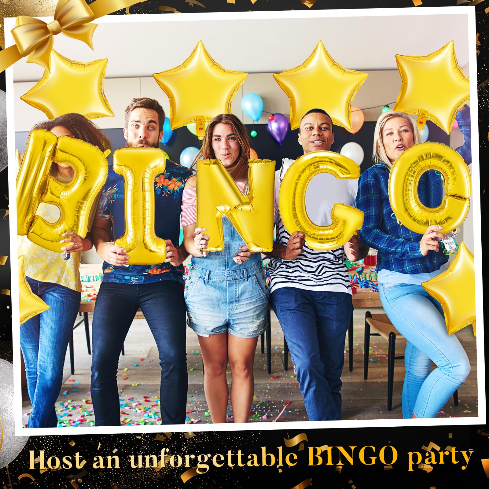 Snapklik.com : 11 Pcs 40 Inch Giant Gold BINGO Balloons Including 5 Pcs ...