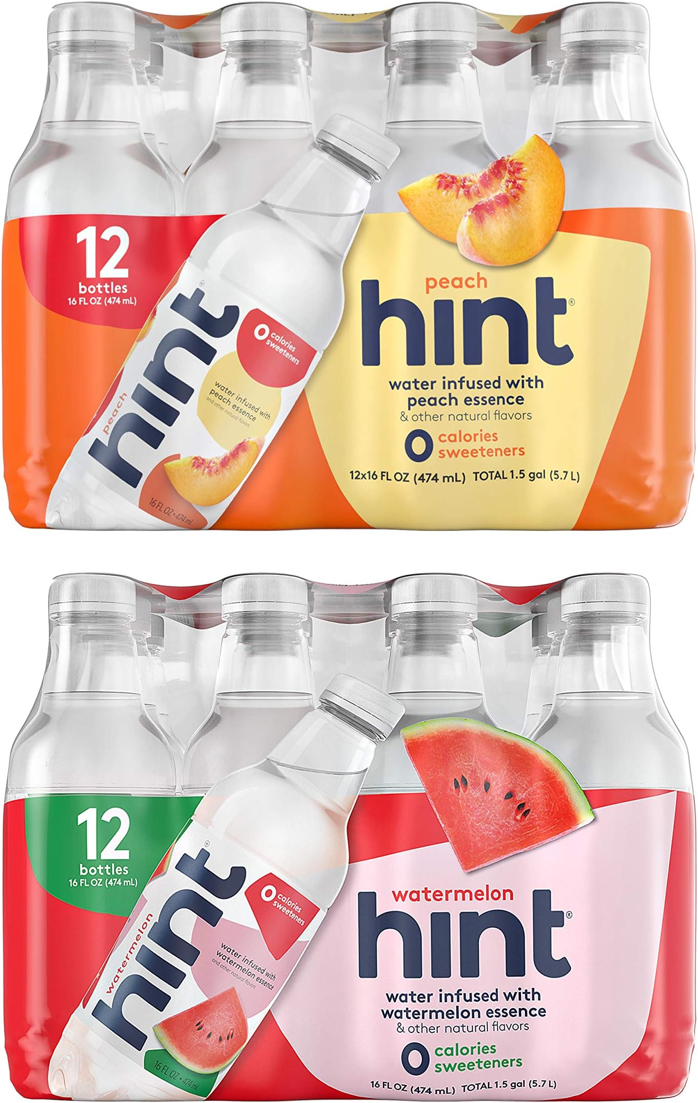 Amazon.com : Hint Water Peach and Hint Water Watermelon (Pack of 24 ...