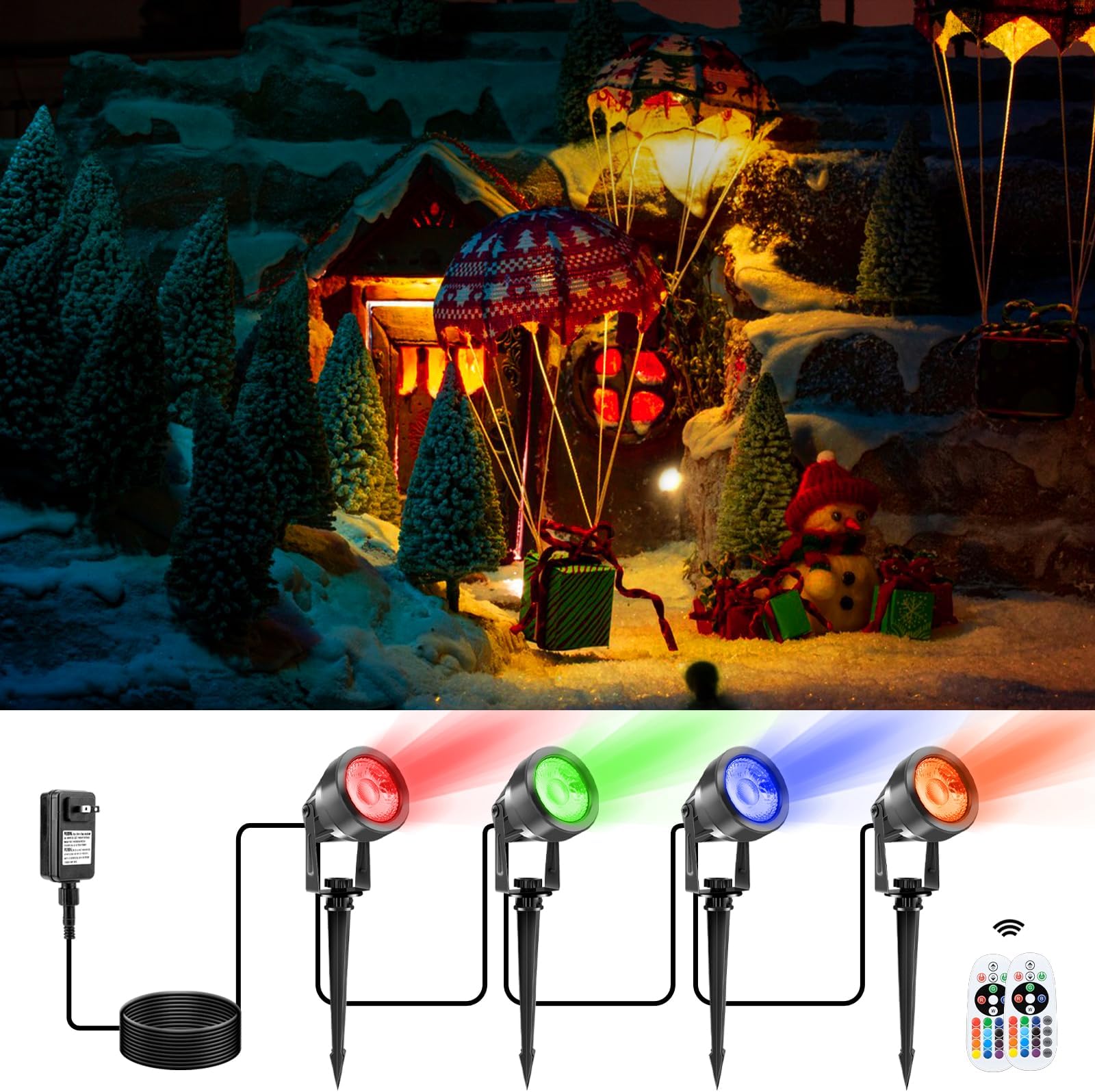 VOLISUN Outdoor Uplights,Color Changing Landscape Spotlights RGB with ...