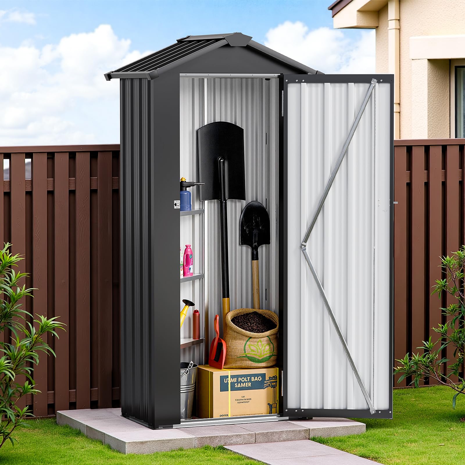 Snapklik.com : NicBex 2.5x1.4 FT Heavy-Duty Metal Storage Shed Lockable ...