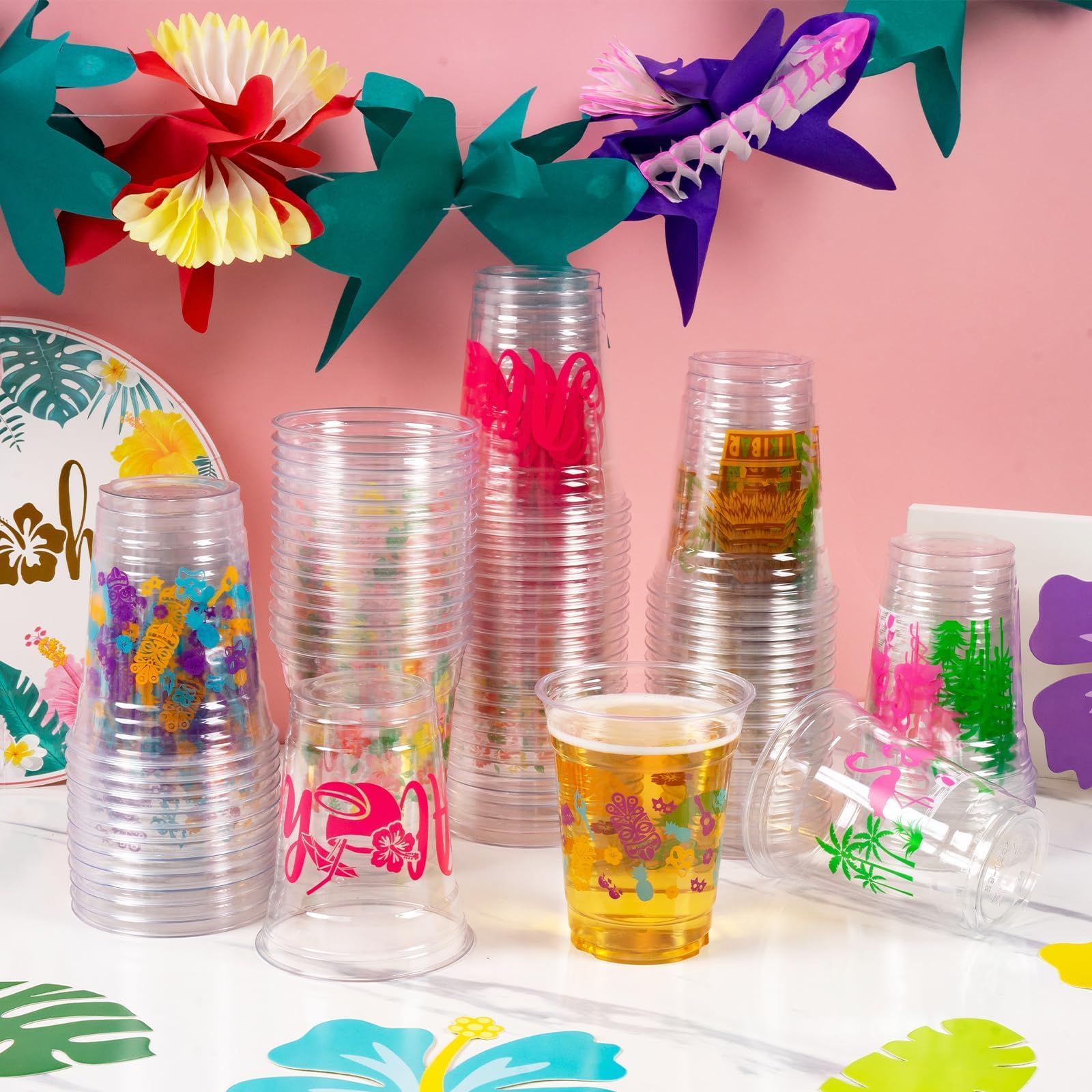 Snapklik.com : GuassLee 50 Luau Cups For Hawaiian Luau Party Decorations