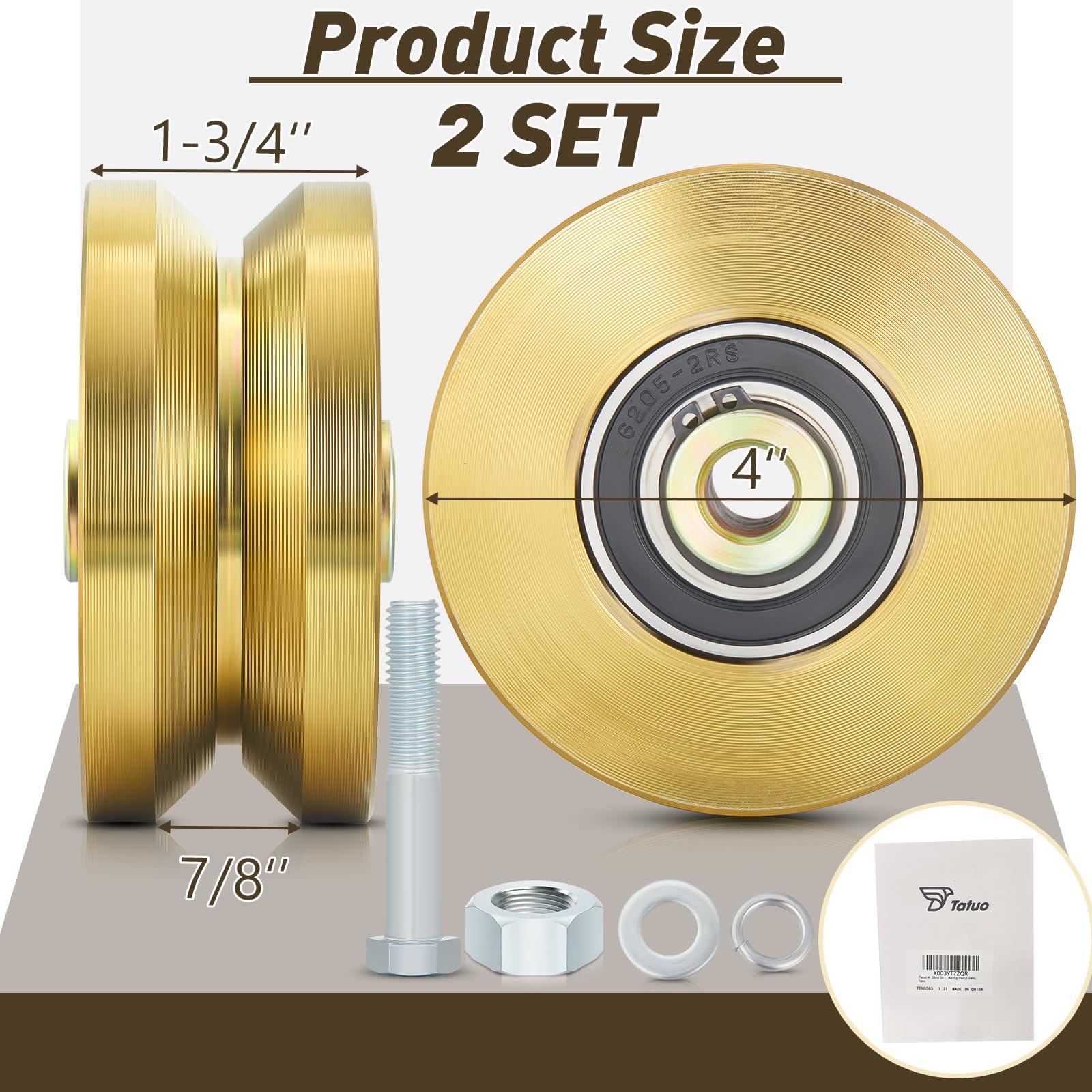 Snapklik.com : Tatuo 4" Solid Slide V Groove Wheels Heavy Duty Sliding ...