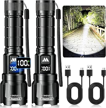 Amazon.com: WdtPro Rechargeable Flashlights High Lumens 2Pack, Super ...