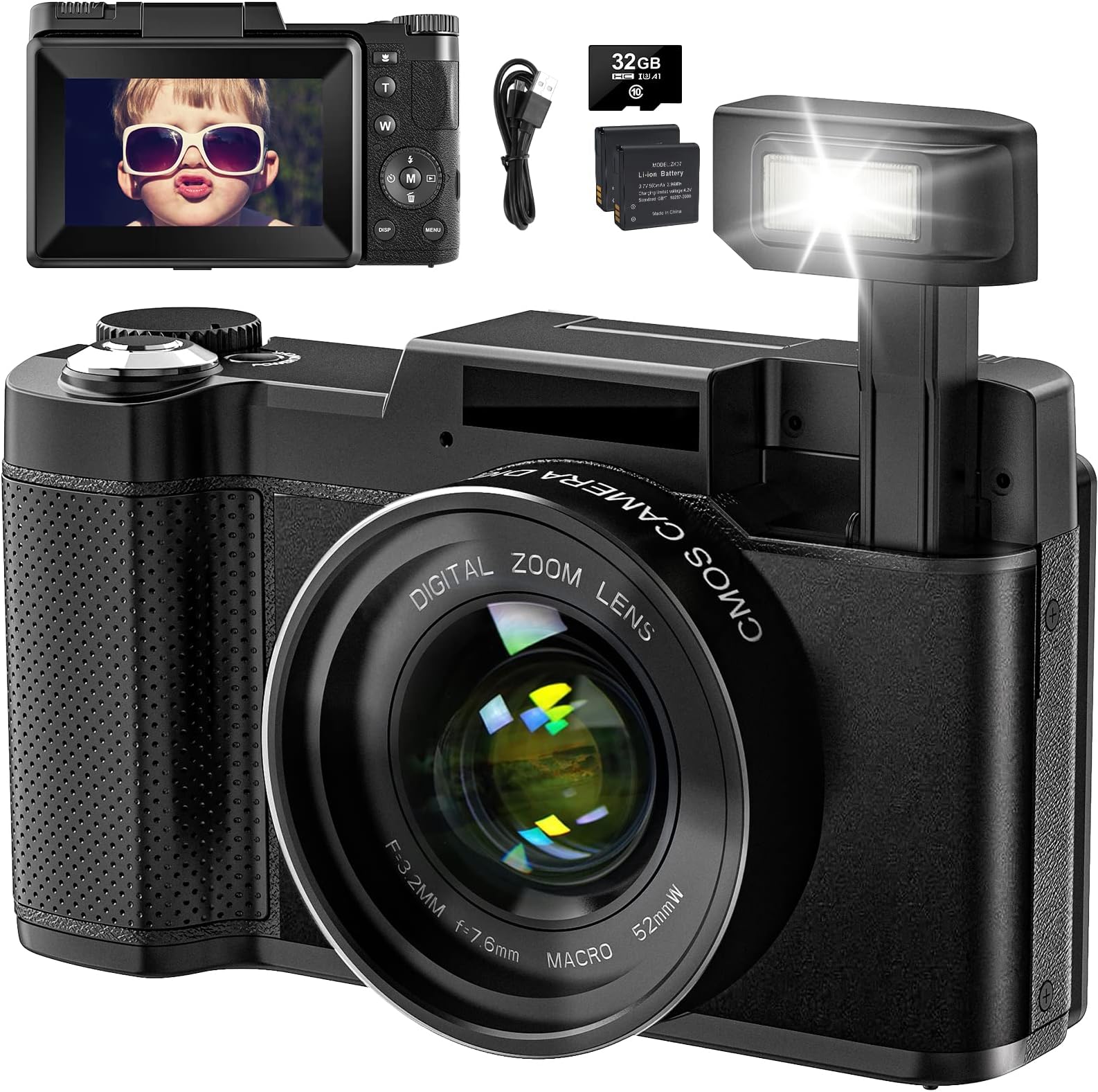 Digital Camera 4K 48MP Vlogging Camera for YouTube 16X Digital Zoom ...