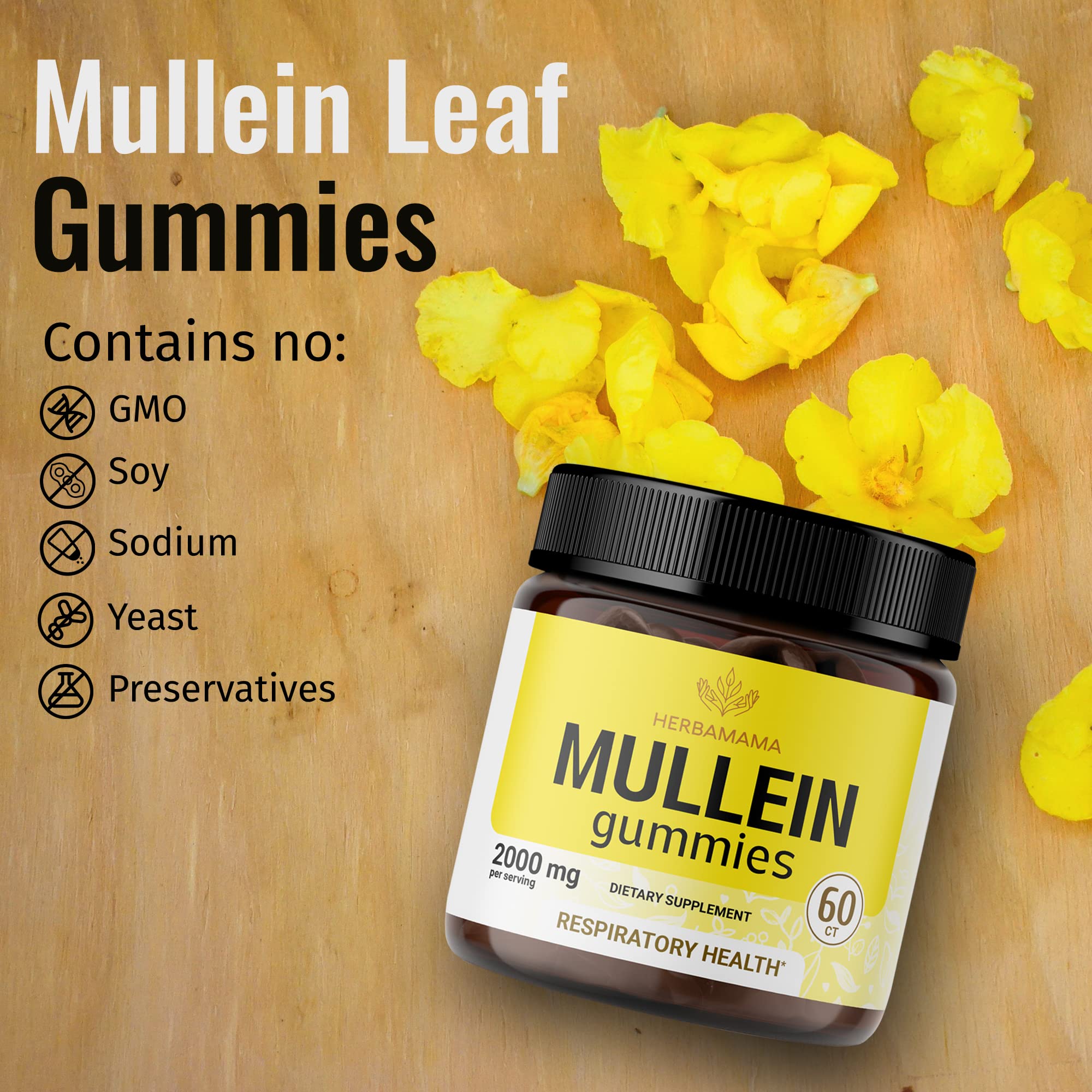 Snapklik.com : HERBAMAMA Mullein Gummies - Mullein Leaf Dietary ...