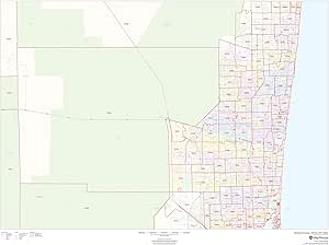 Amazon.com : Broward County, Florida Zip Codes - 48" x 36" Rolled ...