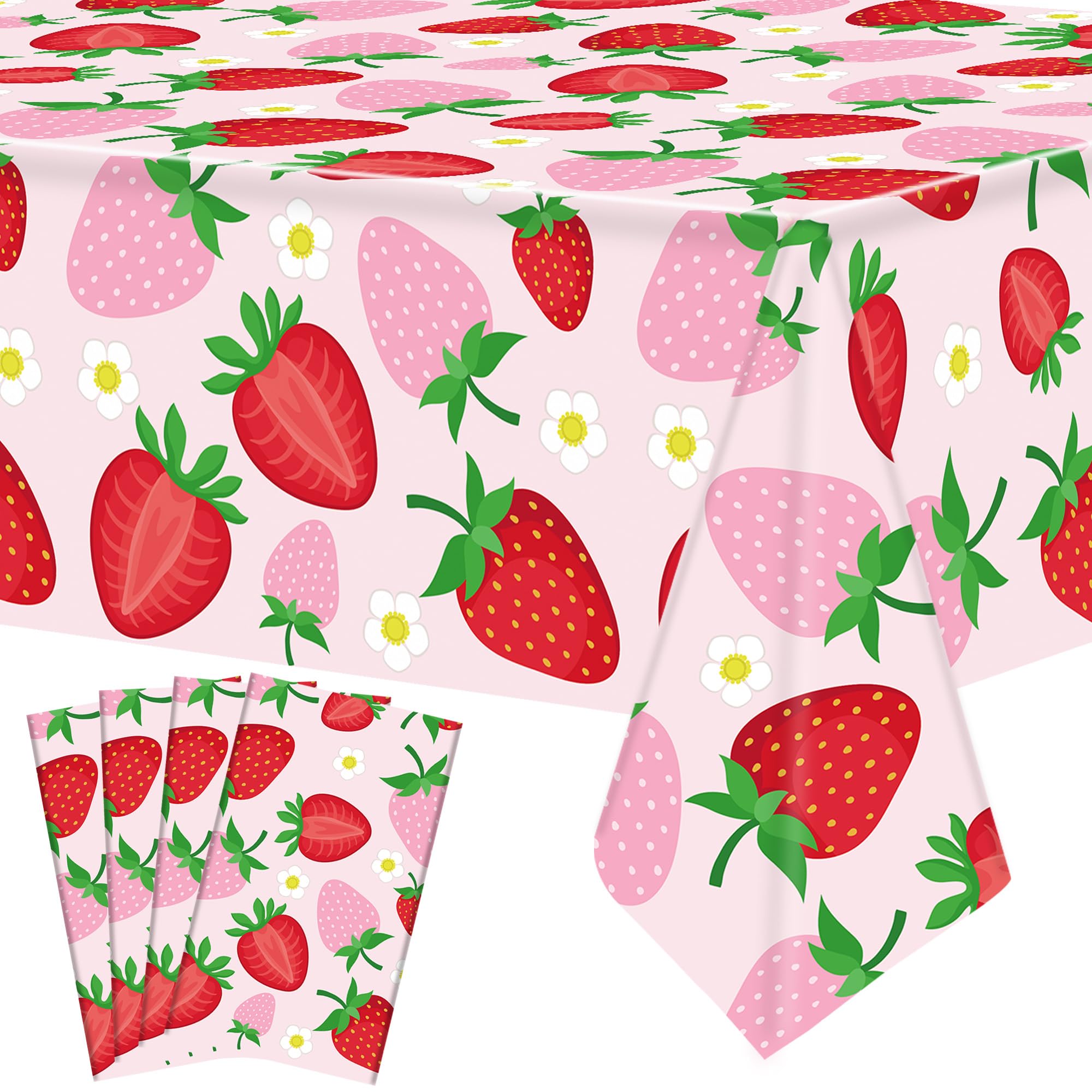 Amazon.com: Strawberry Plastic Tablecloth Berry Sweet Disposable Table ...