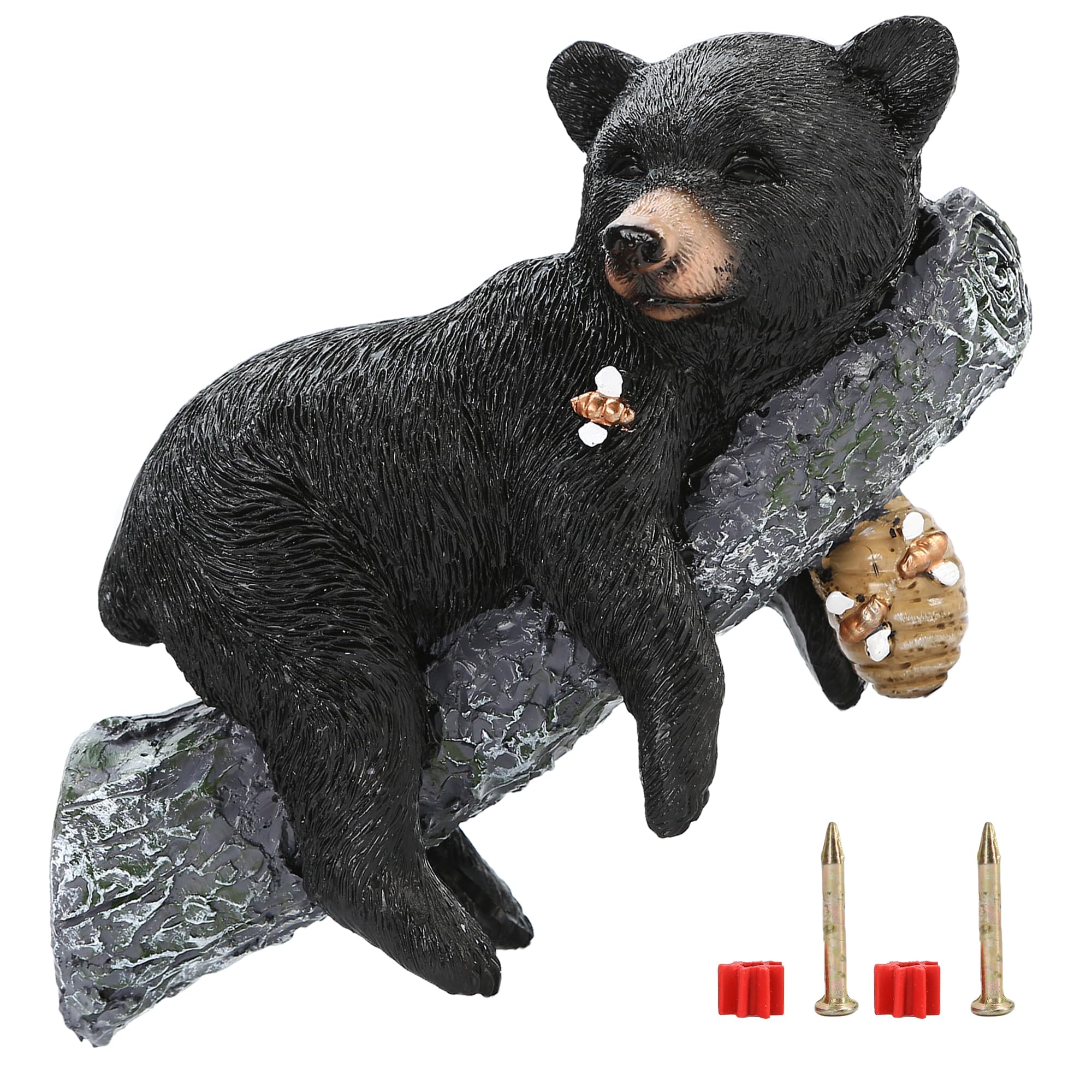 Snapklik.com : Outdoor Black Bear Decor - Cub Napping & Hanging Out Faces Figurine - Peeker ...